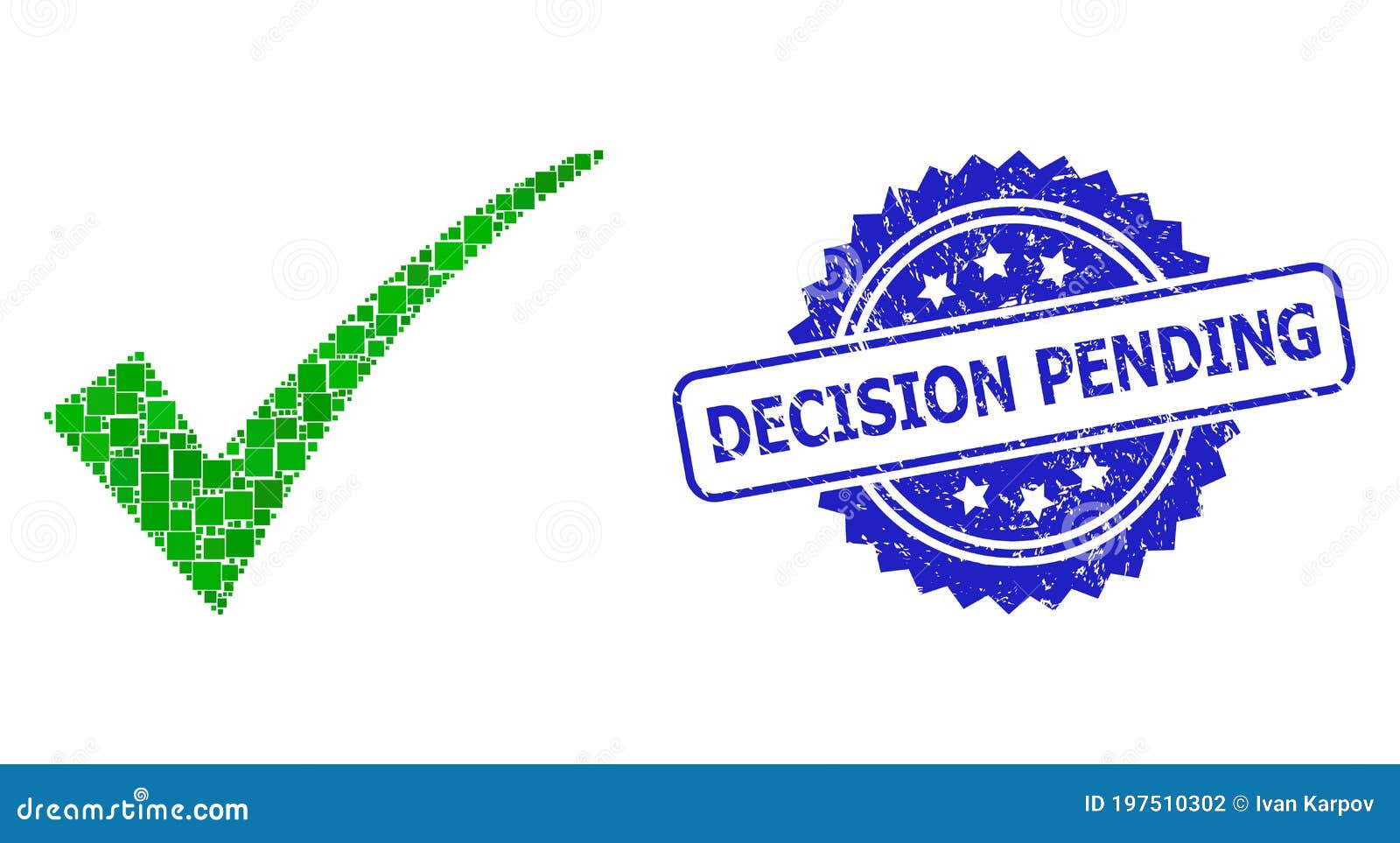 Distress Decision Pending Stamp and Square Dot Collage Confirm Tick ...