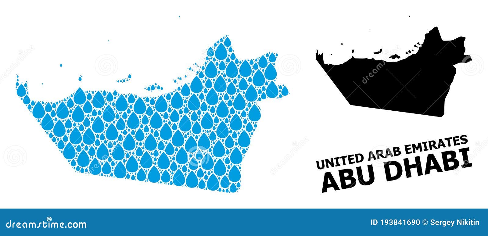 Vector Mosaic Map of Abu Dhabi Emirate of Liquid Drops and Solid Map ...