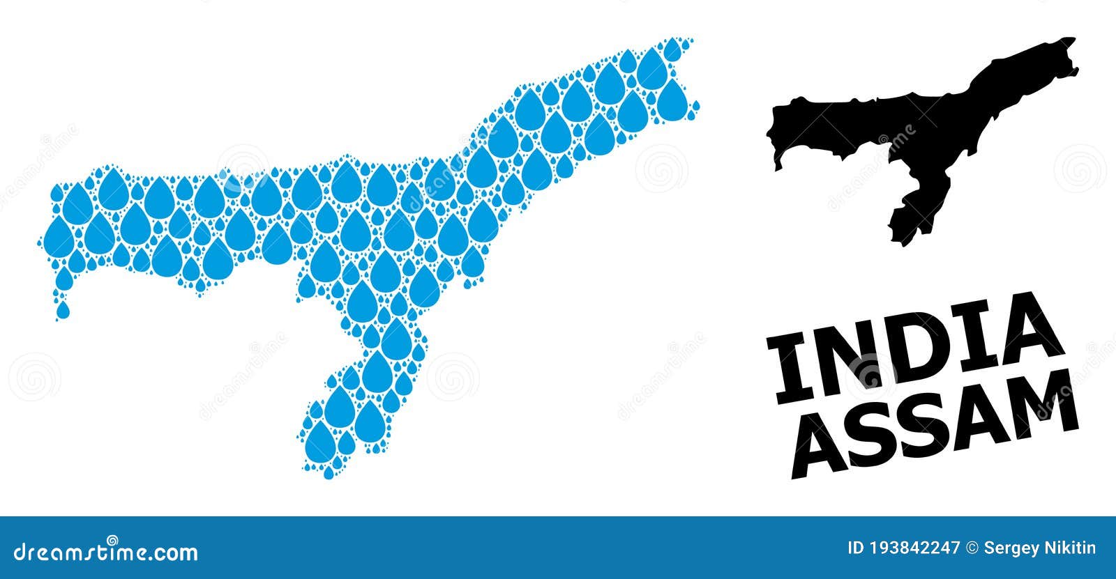 Vector Mosaic Map of Assam State of Liquid Dews and Solid Map Stock ...