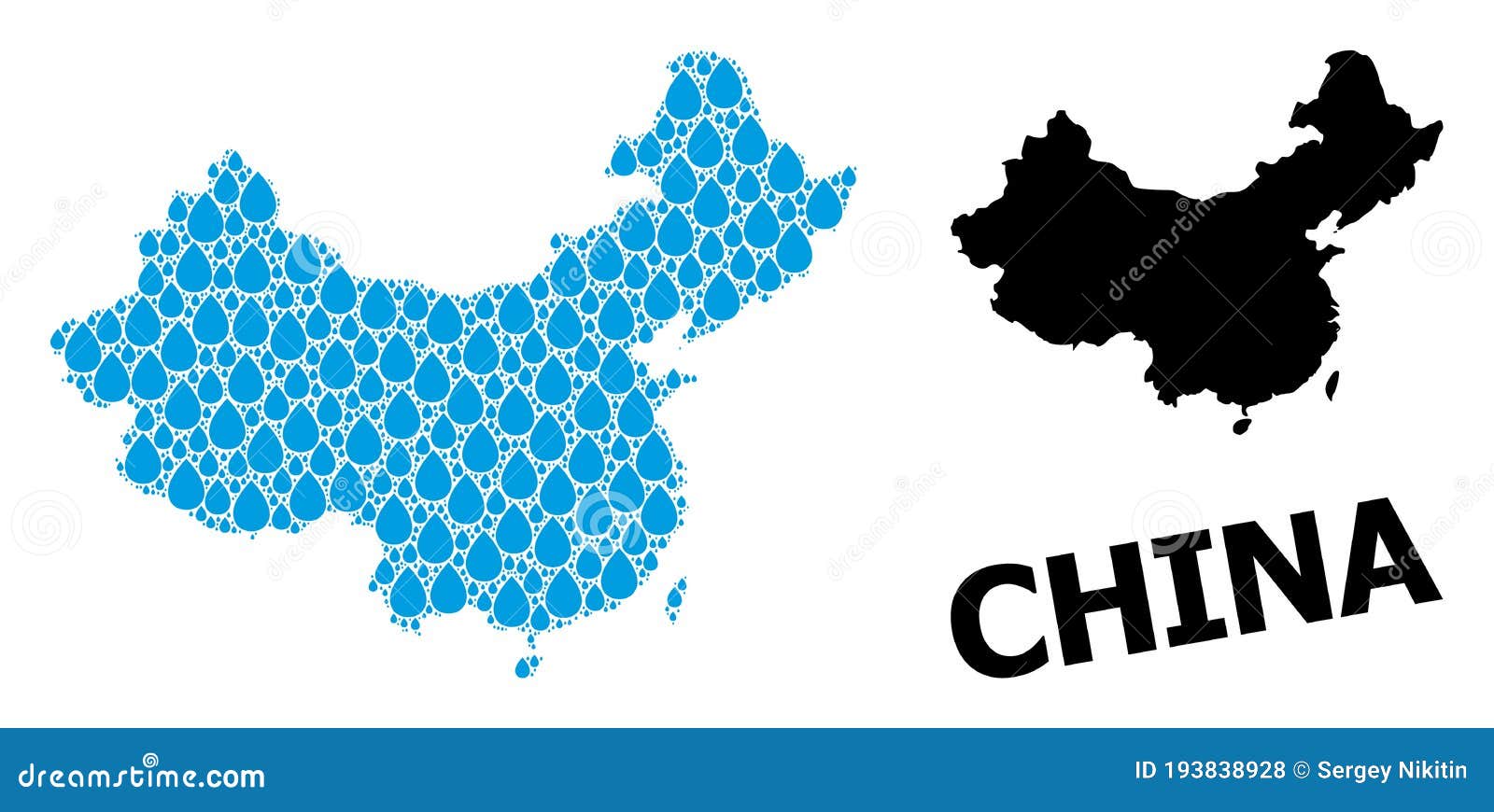 Vector Mosaic Map of China of Water Drops and Solid Map Stock Vector ...