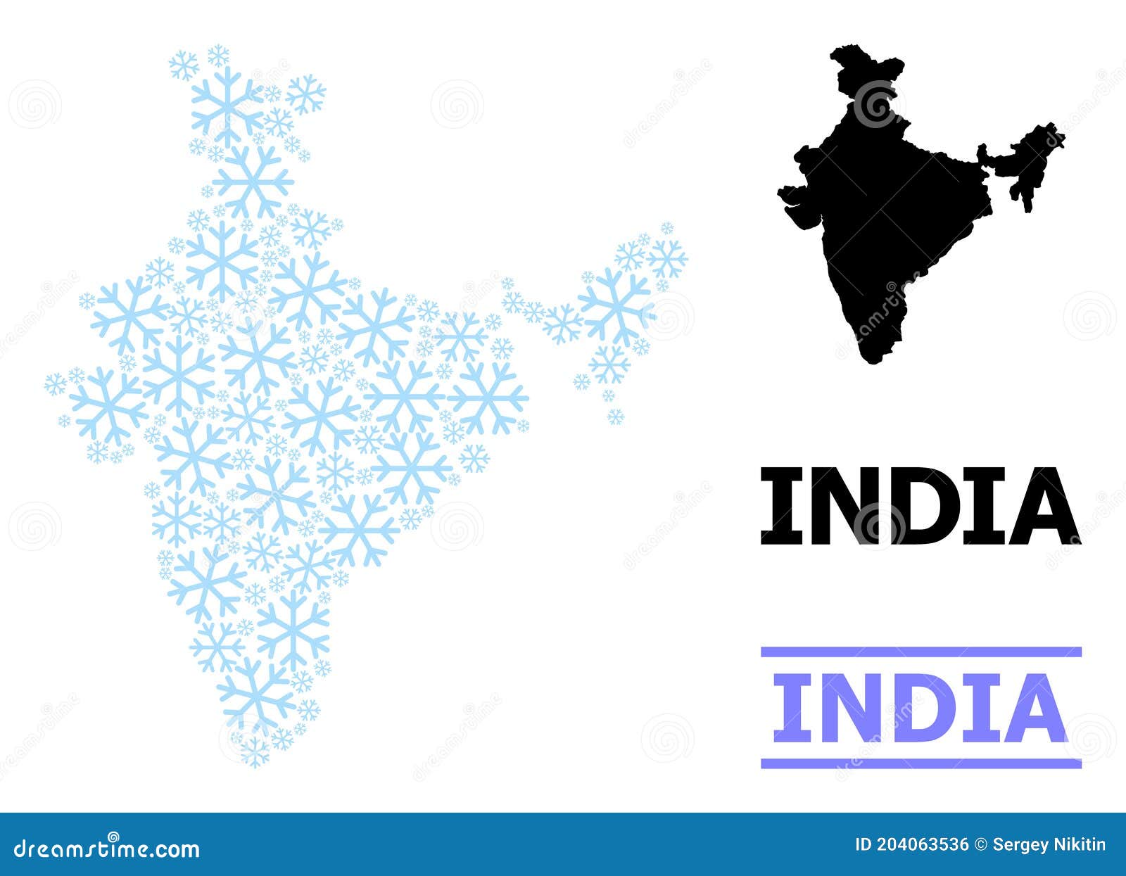 Icy Composition Map of India of Snowflakes Stock Vector - Illustration ...