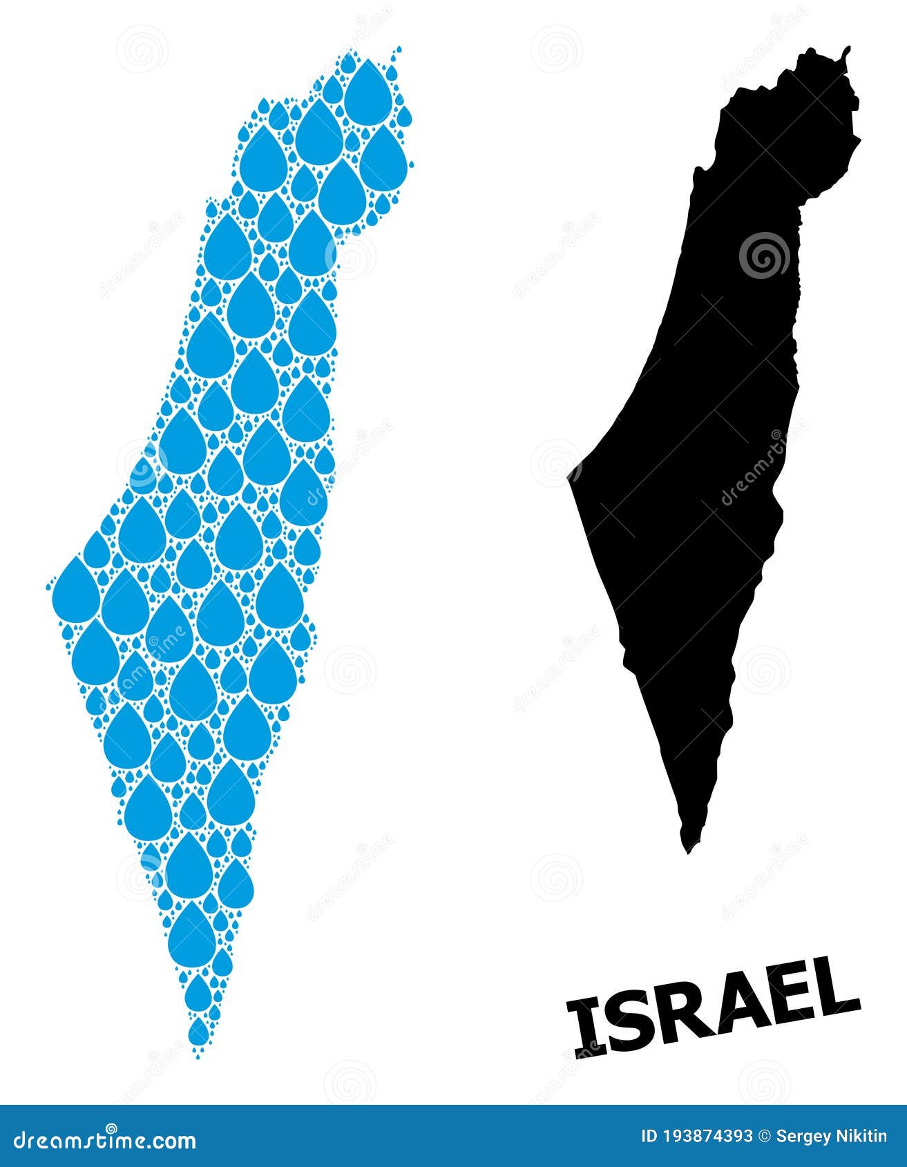 Vector Mosaic Map of Israel of Water Dews and Solid Map Stock Vector ...