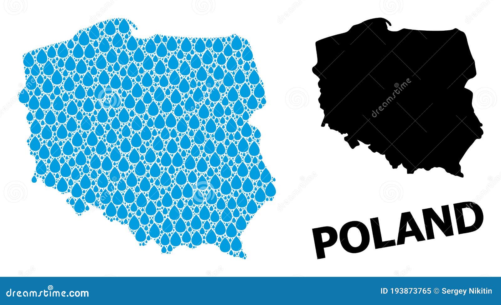 Vector Mosaic Map of Poland of Water Drops and Solid Map Stock Vector ...
