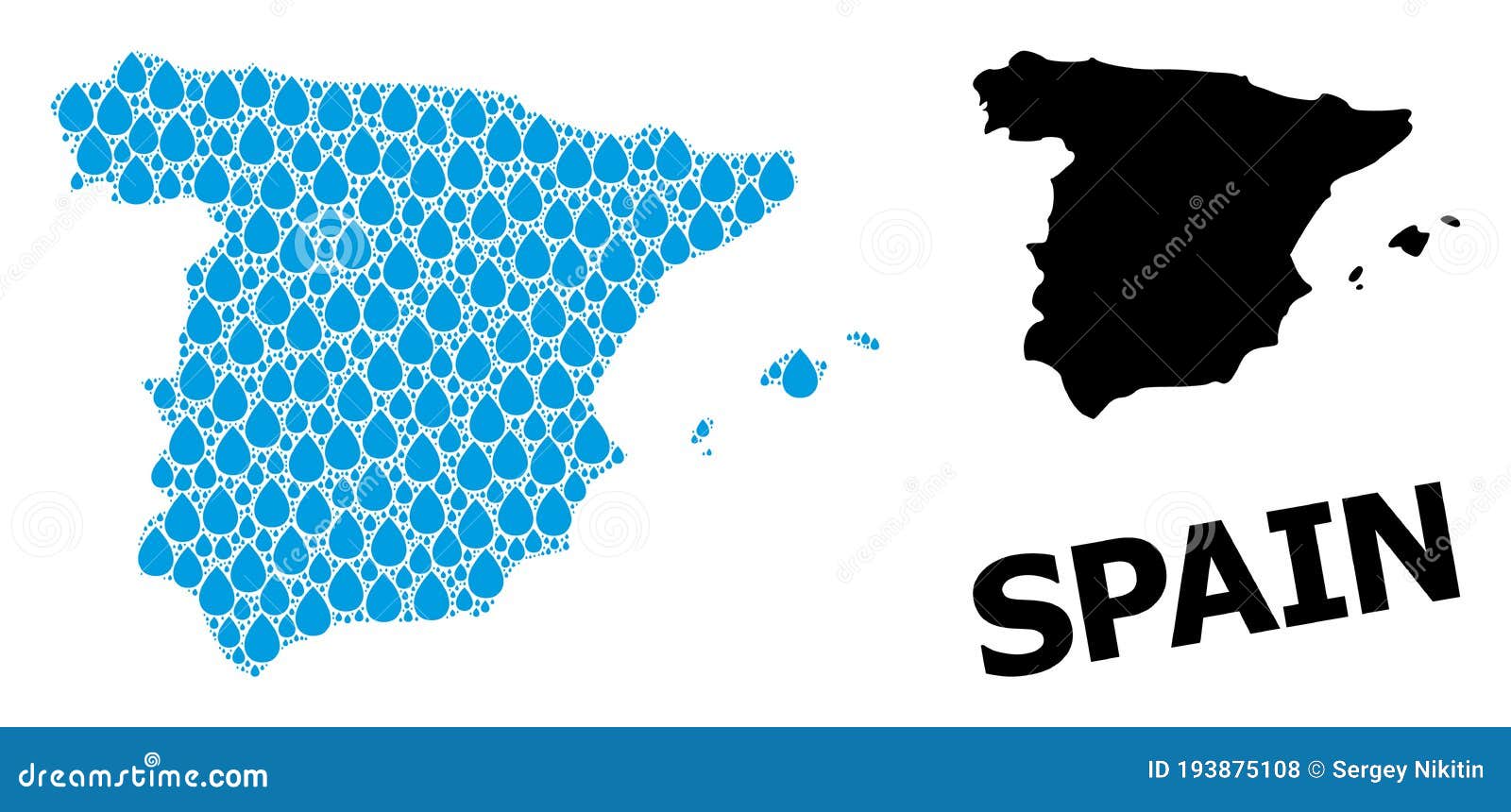 Vector Mosaic Map of Spain of Water Tears and Solid Map Stock Vector ...
