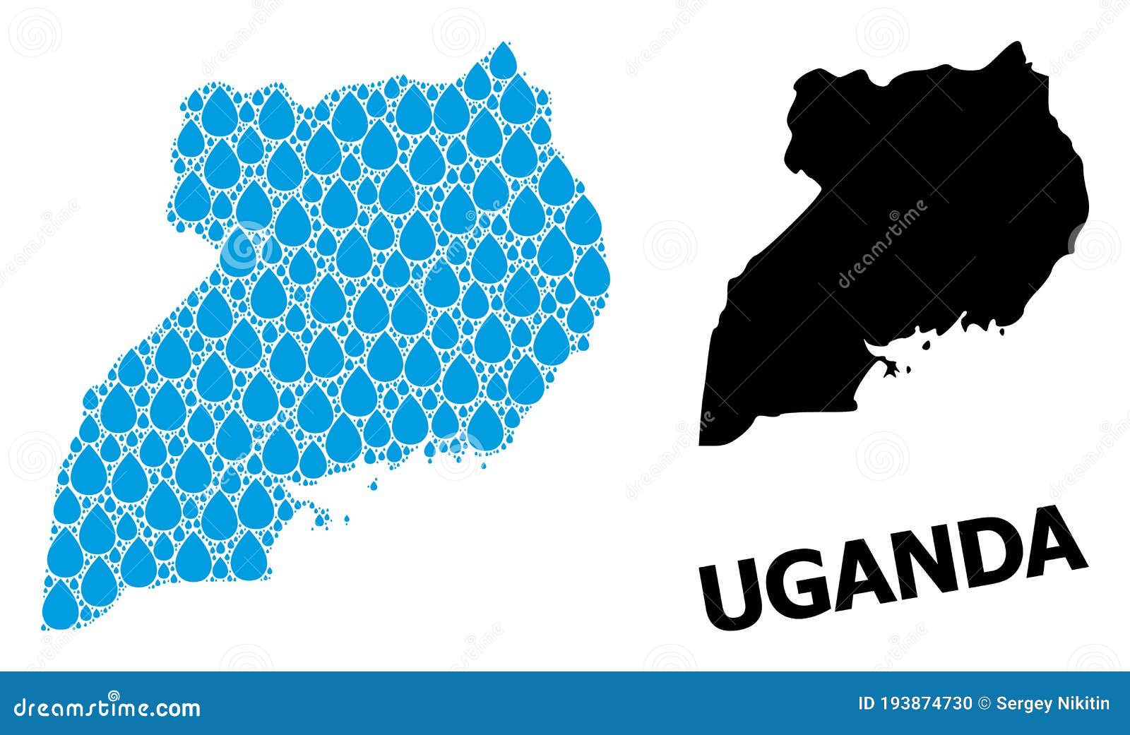 Vector Mosaic Map of Uganda of Liquid Tears and Solid Map Stock Vector ...