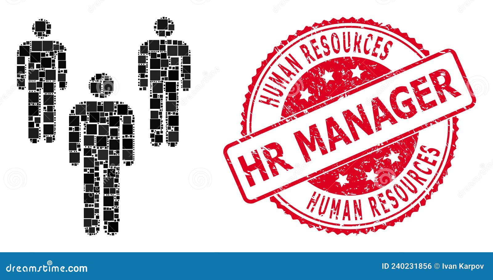 Distress Human Resources Hr Manager Stamp Seal and Square Dot Collage ...