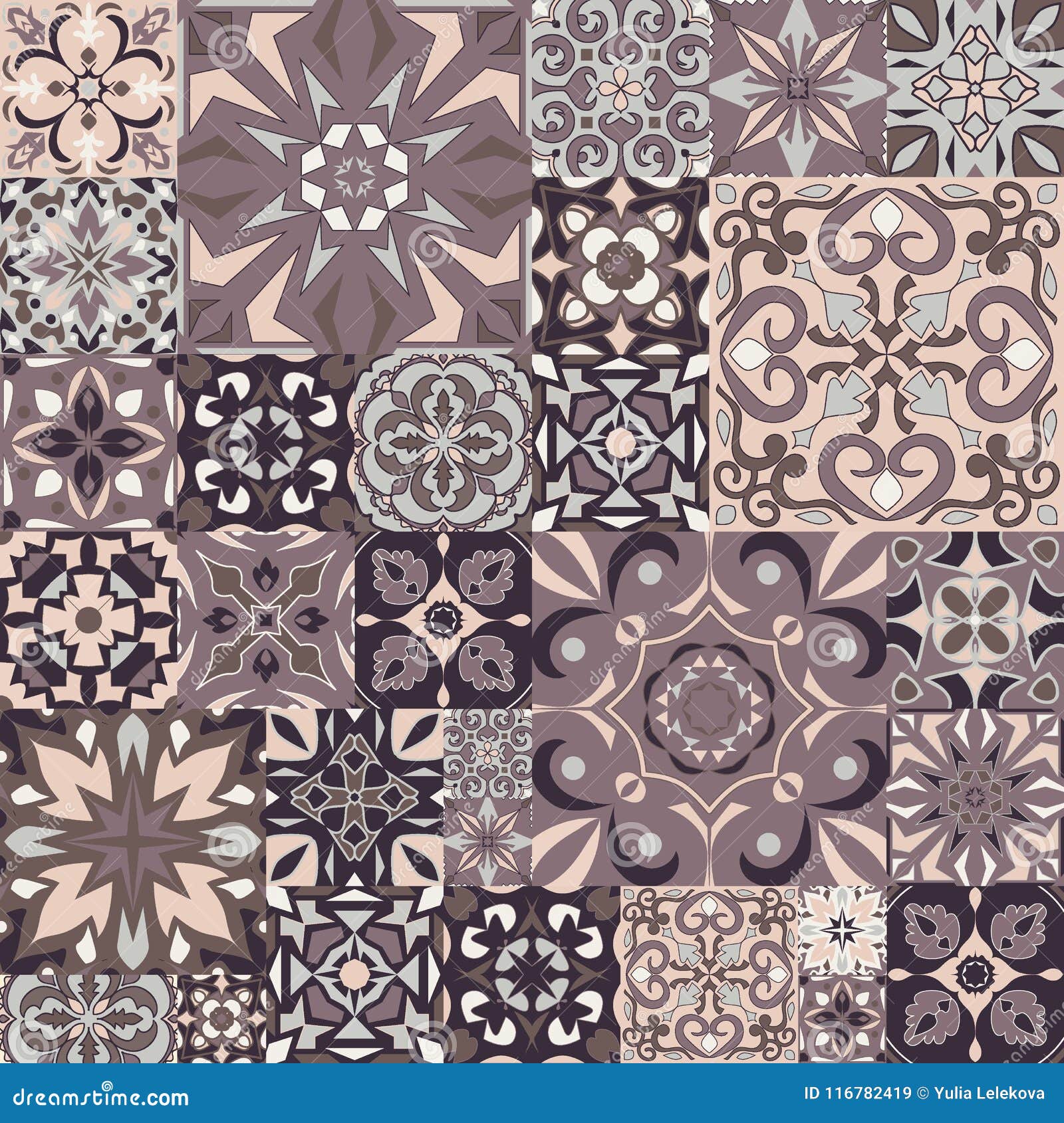 Vector Mosaic Patchwork Ornament with Square Tiles. Seamless Texture Stock Vector - Illustration ...