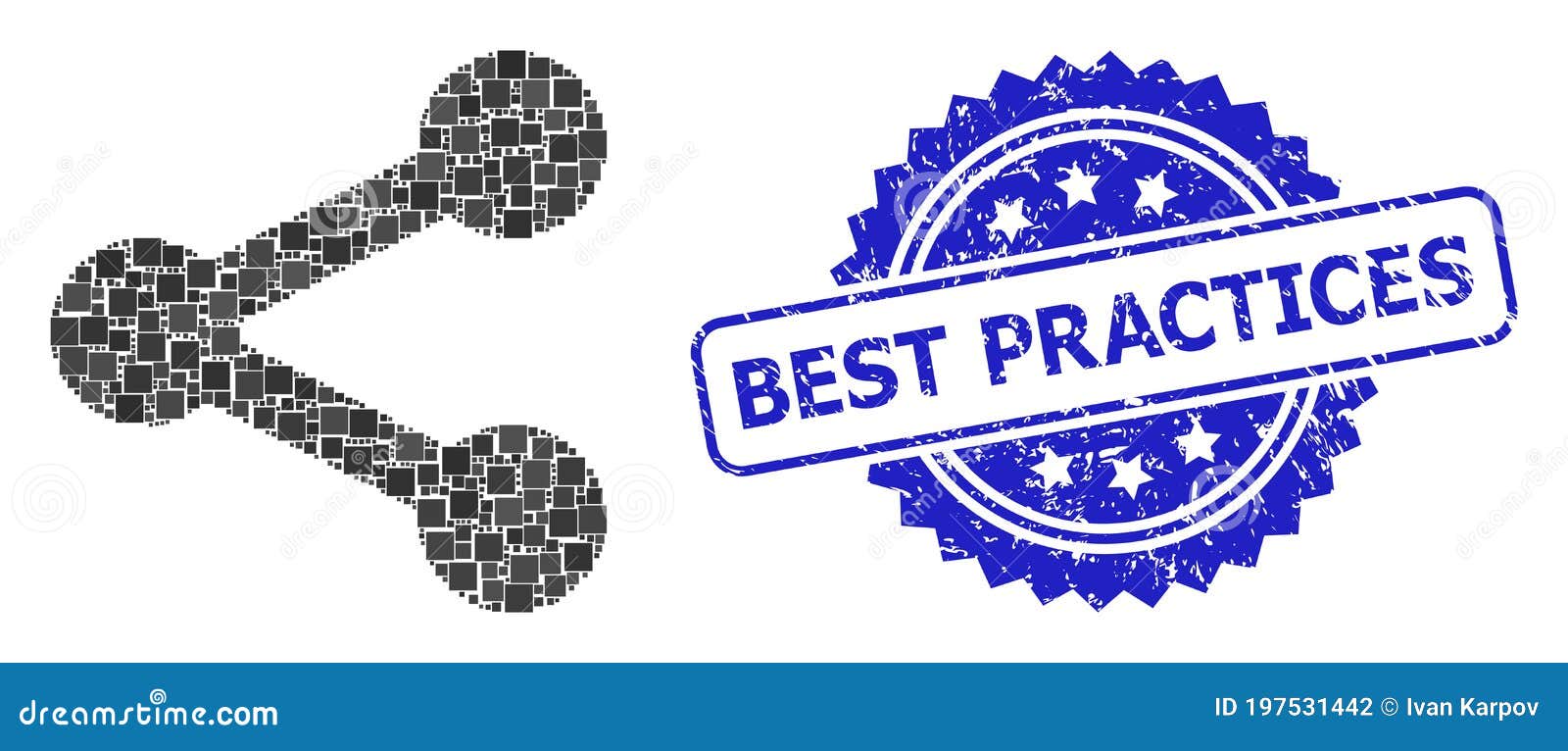 Distress Best Practices Seal and Square Dot Collage Share Stock Vector ...