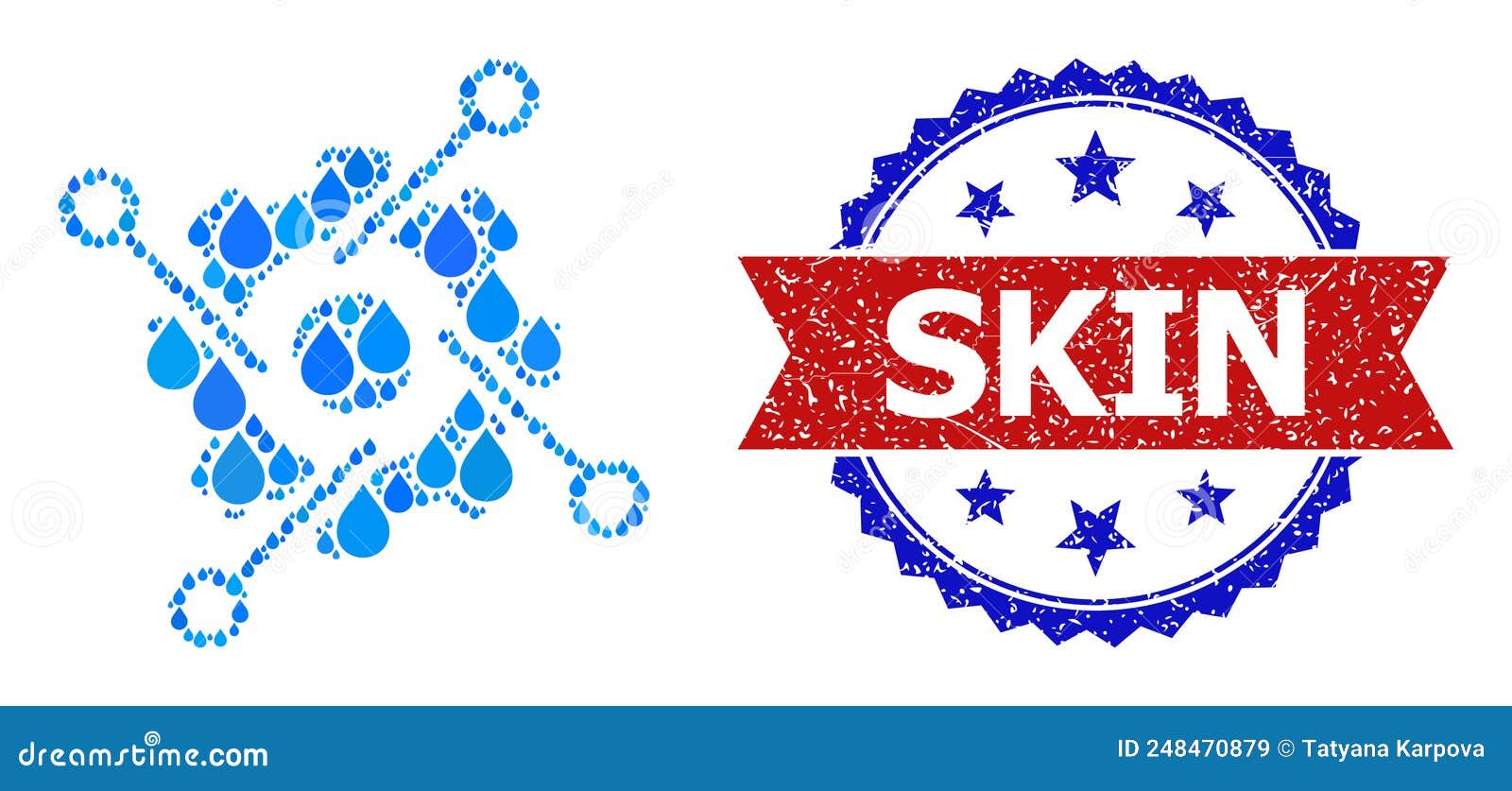 Unclean Bicolor Skin Stamp Seal and Collage Smart Development of Blue ...