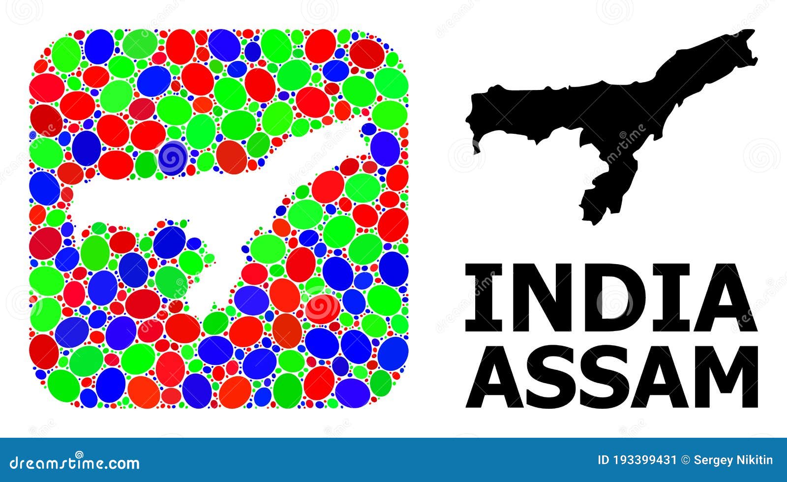Mosaic Stencil and Solid Map of Assam State Stock Vector - Illustration ...