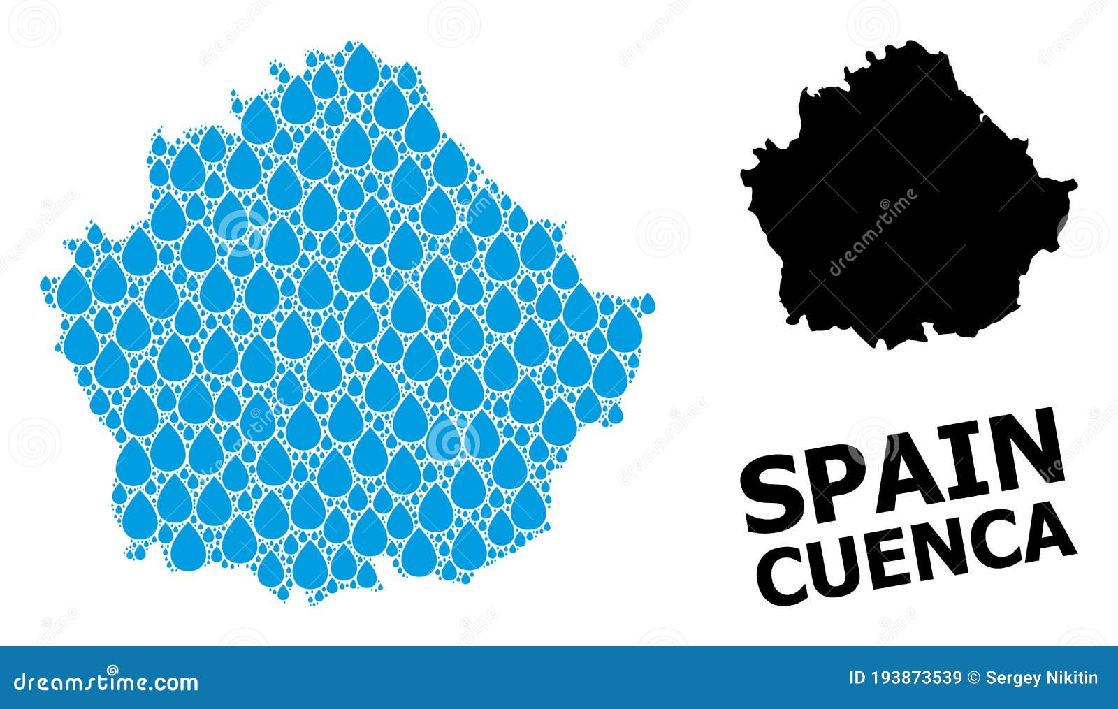 Vector Collage Map of Cuenca Province of Water Drops and Solid Map ...