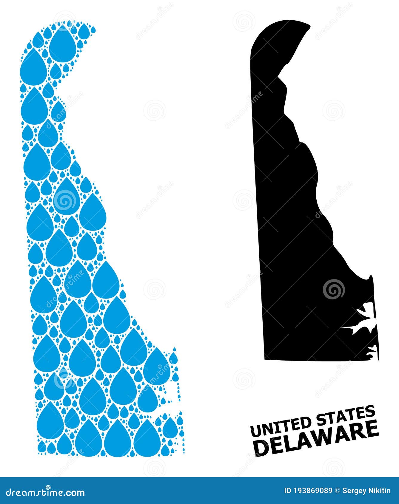 Vector Mosaic Map of Delaware State of Liquid Tears and Solid Map Stock ...