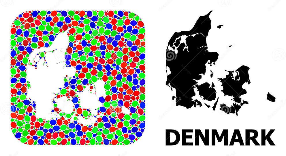 Mosaic Stencil and Solid Map of Denmark Stock Vector - Illustration of ...