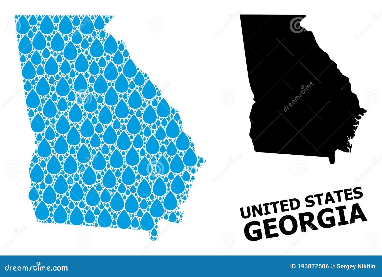 Vector Mosaic Map of Georgia State of Liquid Drops and Solid Map Stock ...