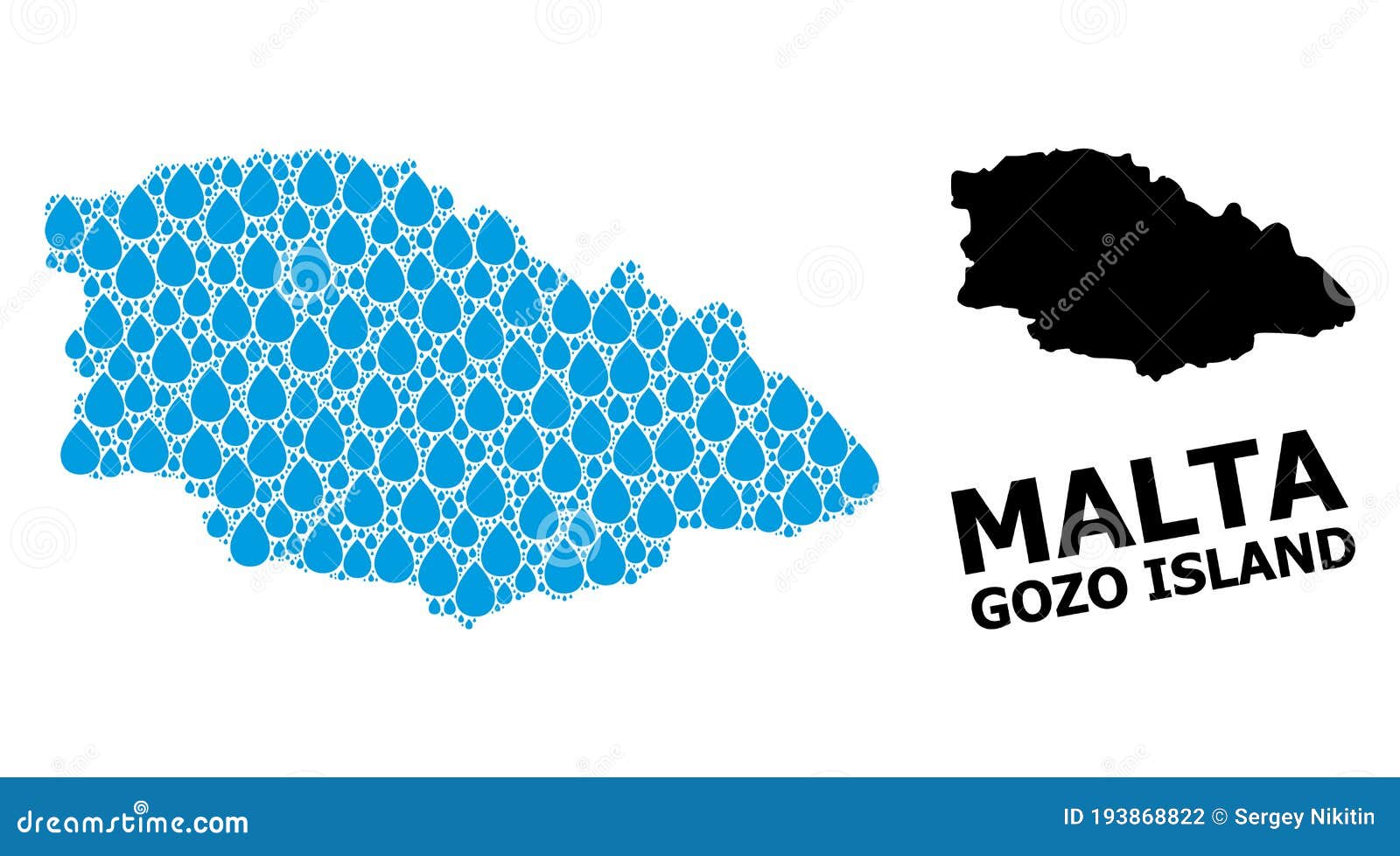 Vector Mosaic Map of Gozo Island of Liquid Dews and Solid Map Stock ...