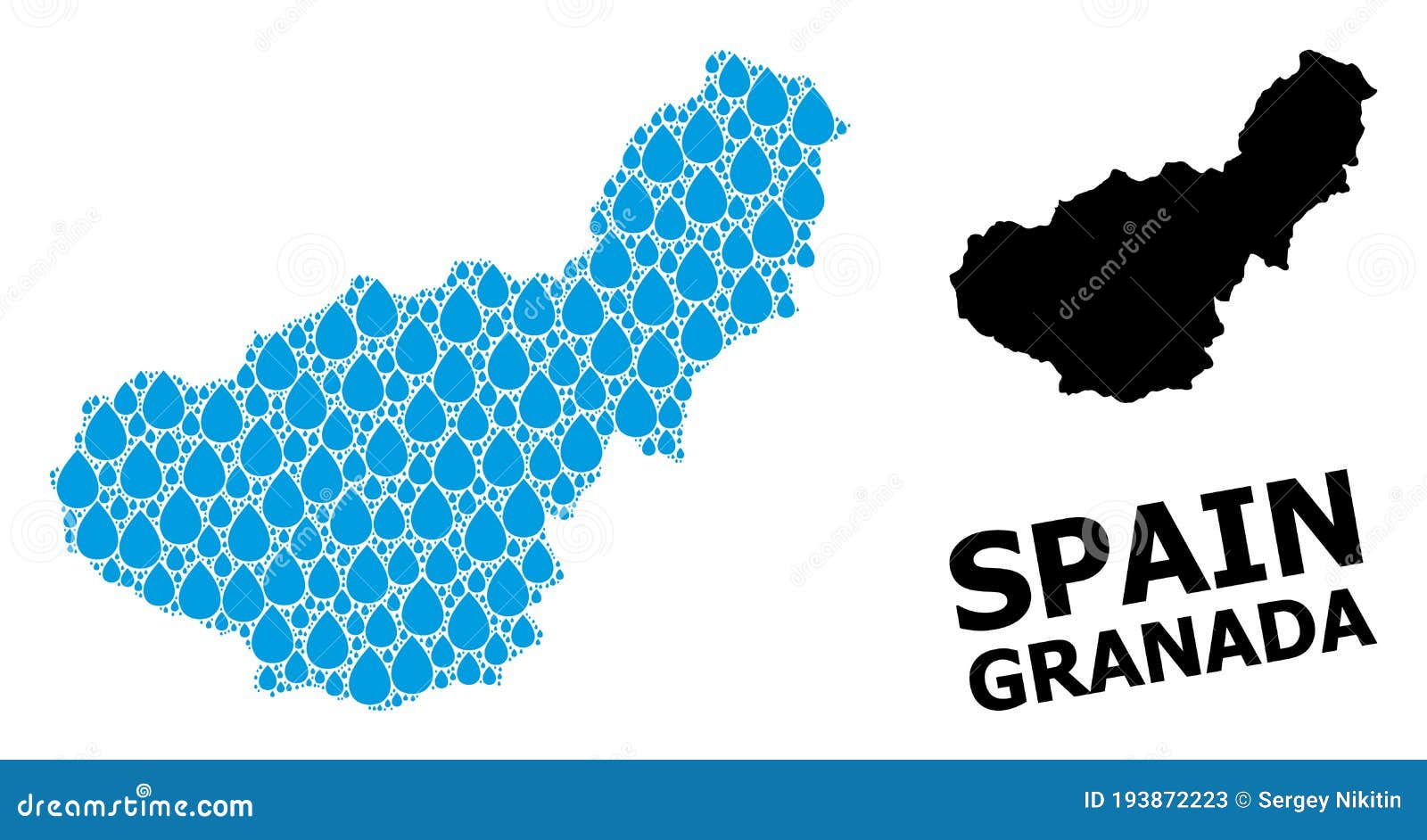 Vector Collage Map of Granada Province of Water Tears and Solid Map ...