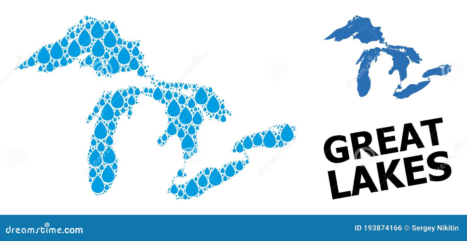 Vector Collage Map of Great Lakes of Liquid Tears and Solid Map Stock ...