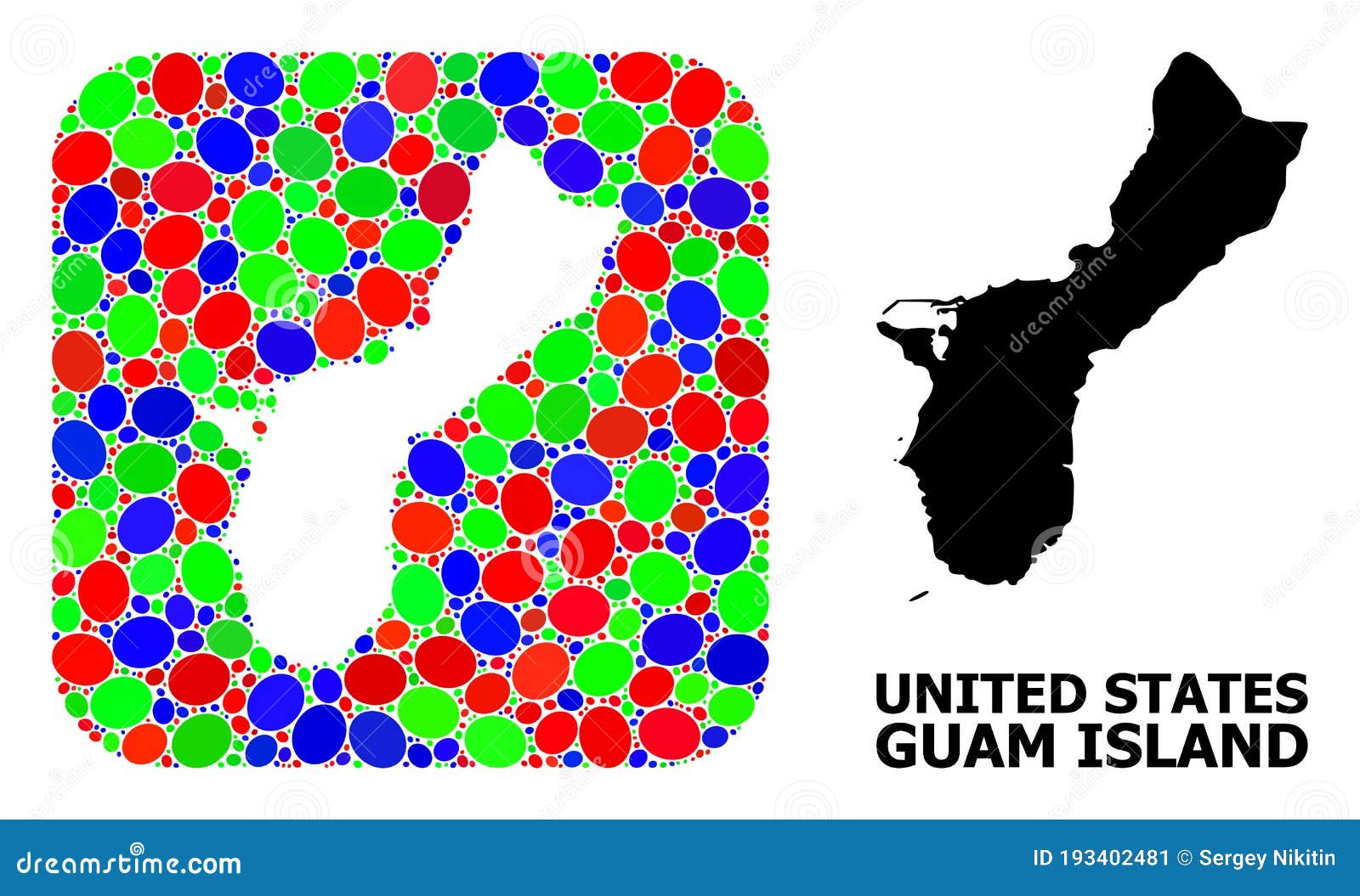 Mosaic Hole and Solid Map of Guam Island Stock Vector - Illustration of ...