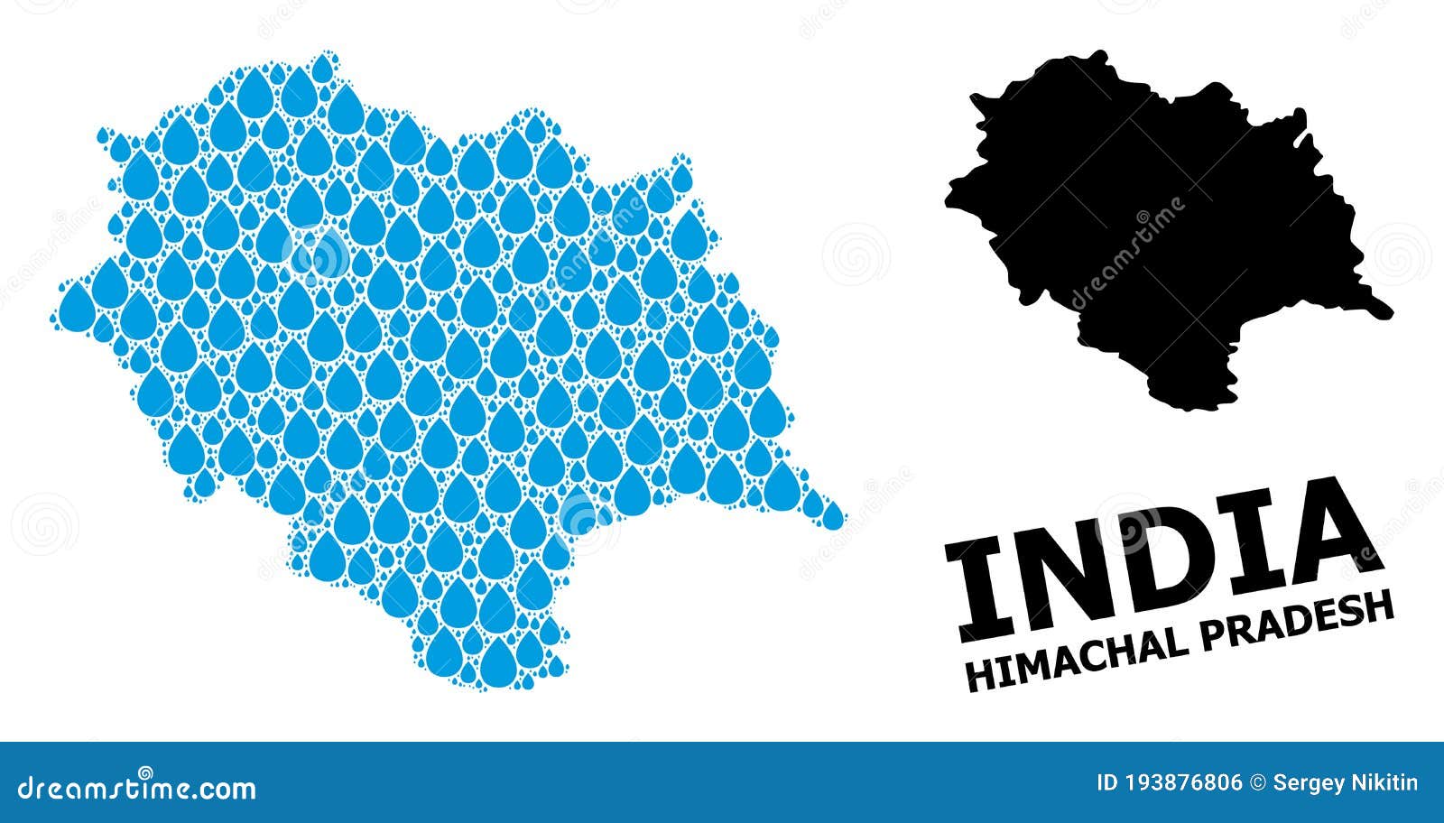 Vector Collage Map of Himachal Pradesh State of Liquid Drops and Solid ...
