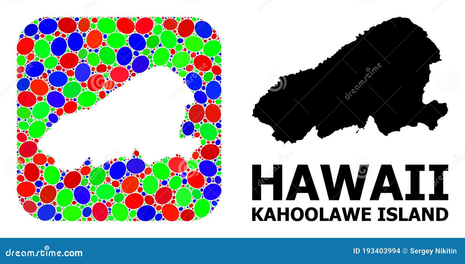 Mosaic Hole and Solid Map of Kahoolawe Island Stock Vector ...