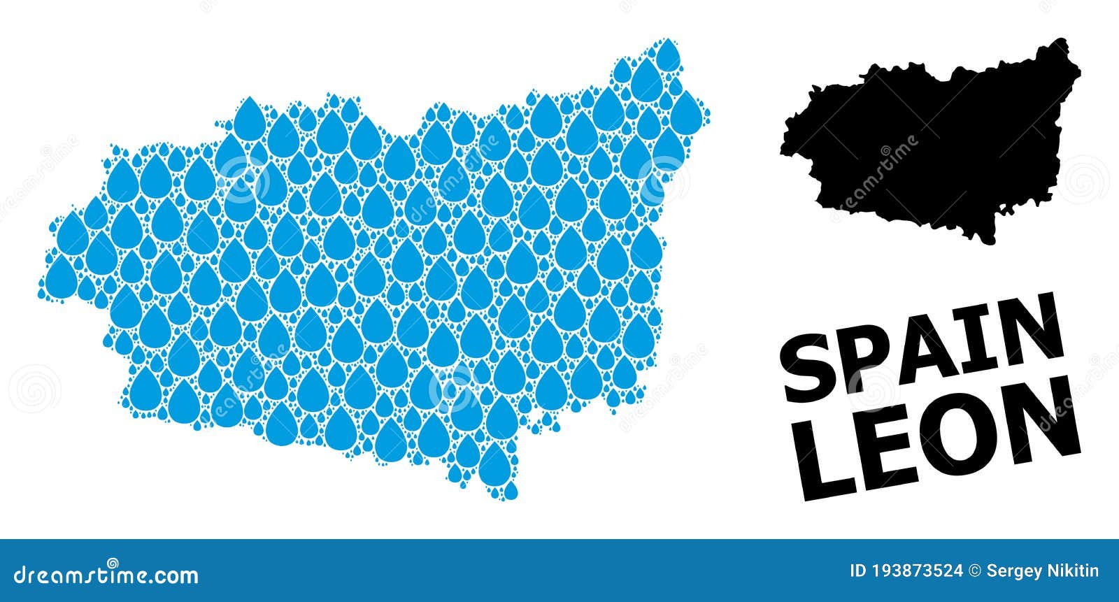 Vector Collage Map Of Leon Province Of Water Tears And Solid Map ...