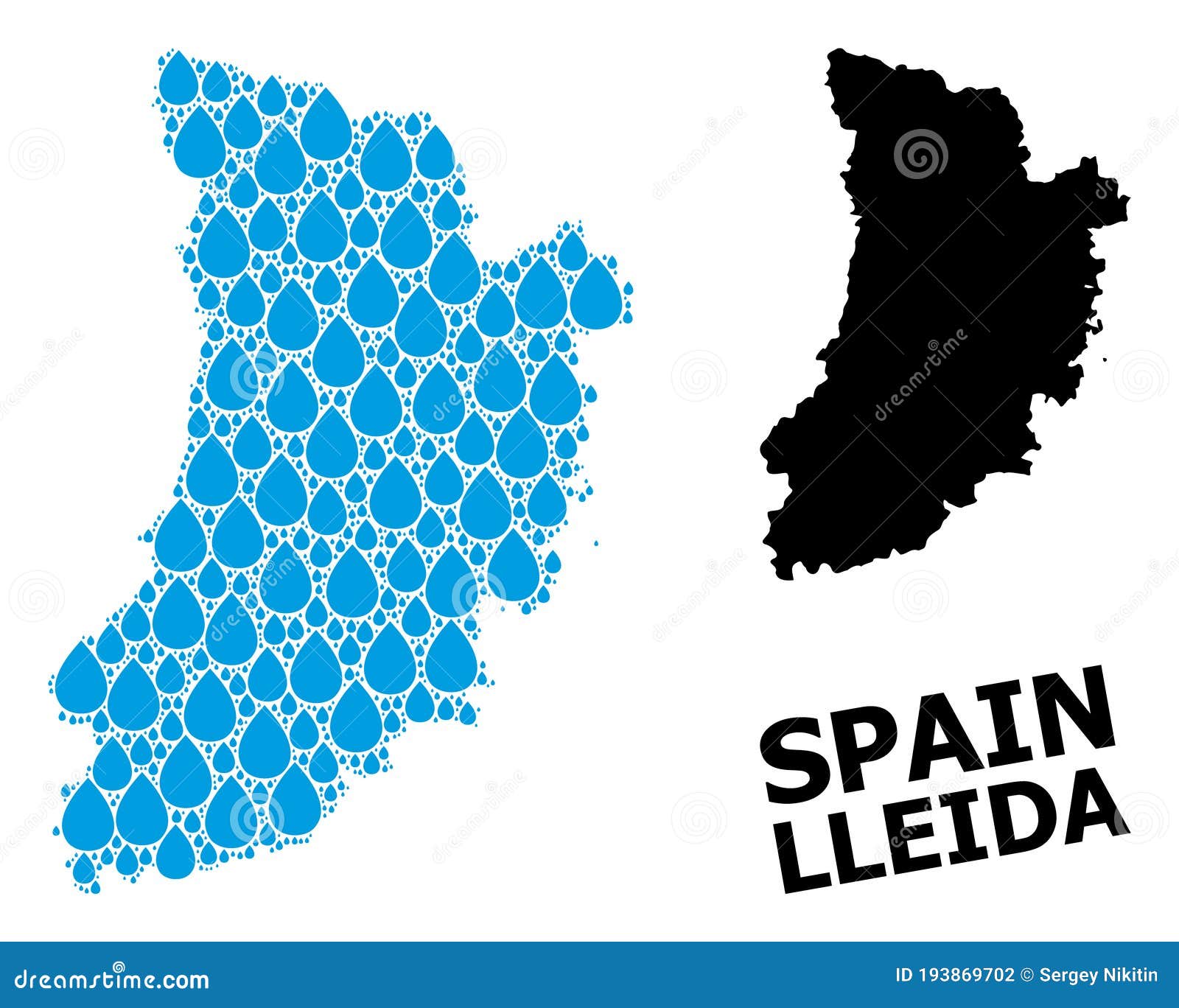 Lleida Map Vector Silhouette Illustration Isolated On White Background ...