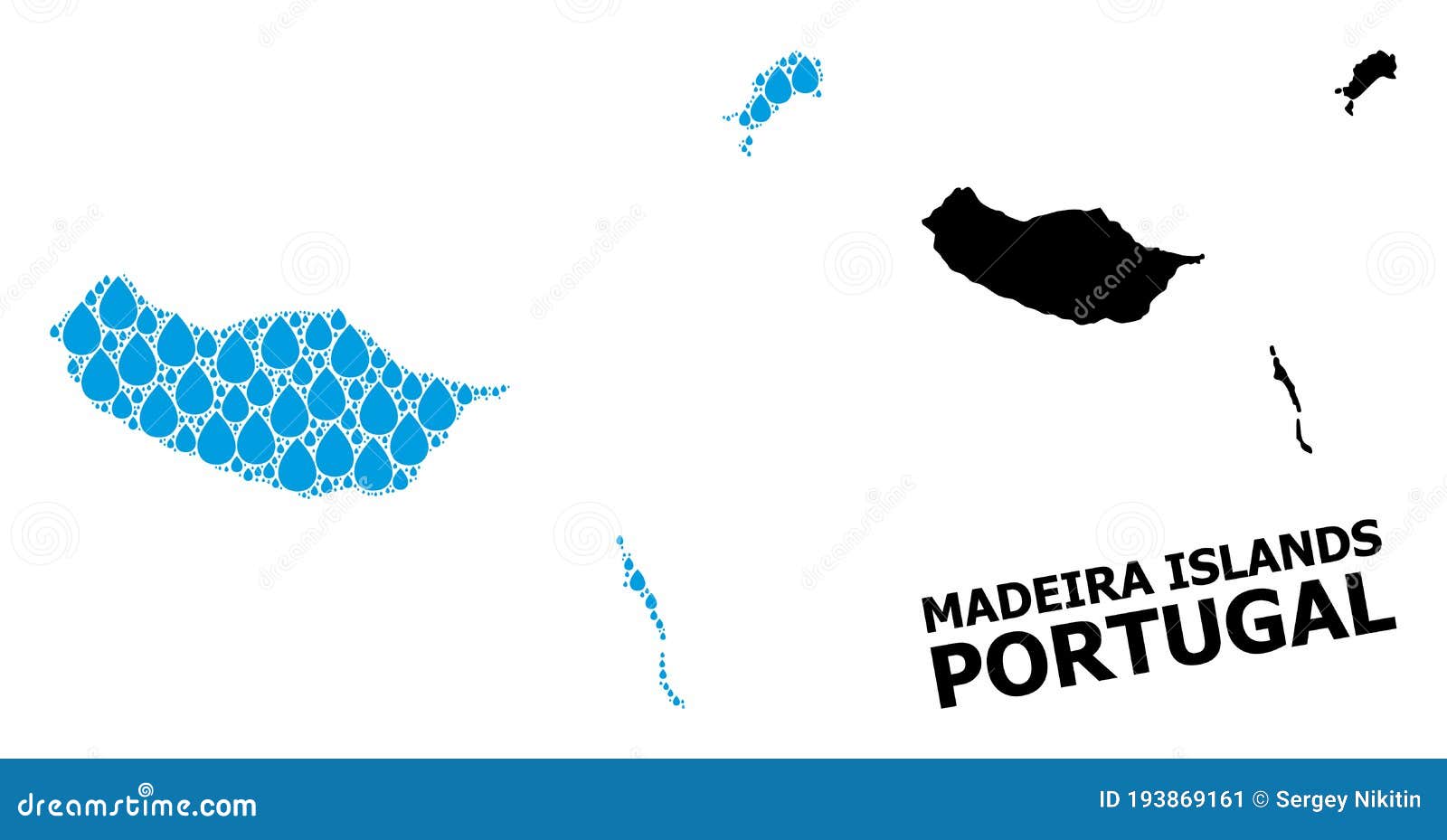 Vector Mosaic Map of Madeira Islands of Water Dews and Solid Map Stock ...