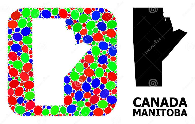 Mosaic Stencil and Solid Map of Manitoba Province Stock Vector ...