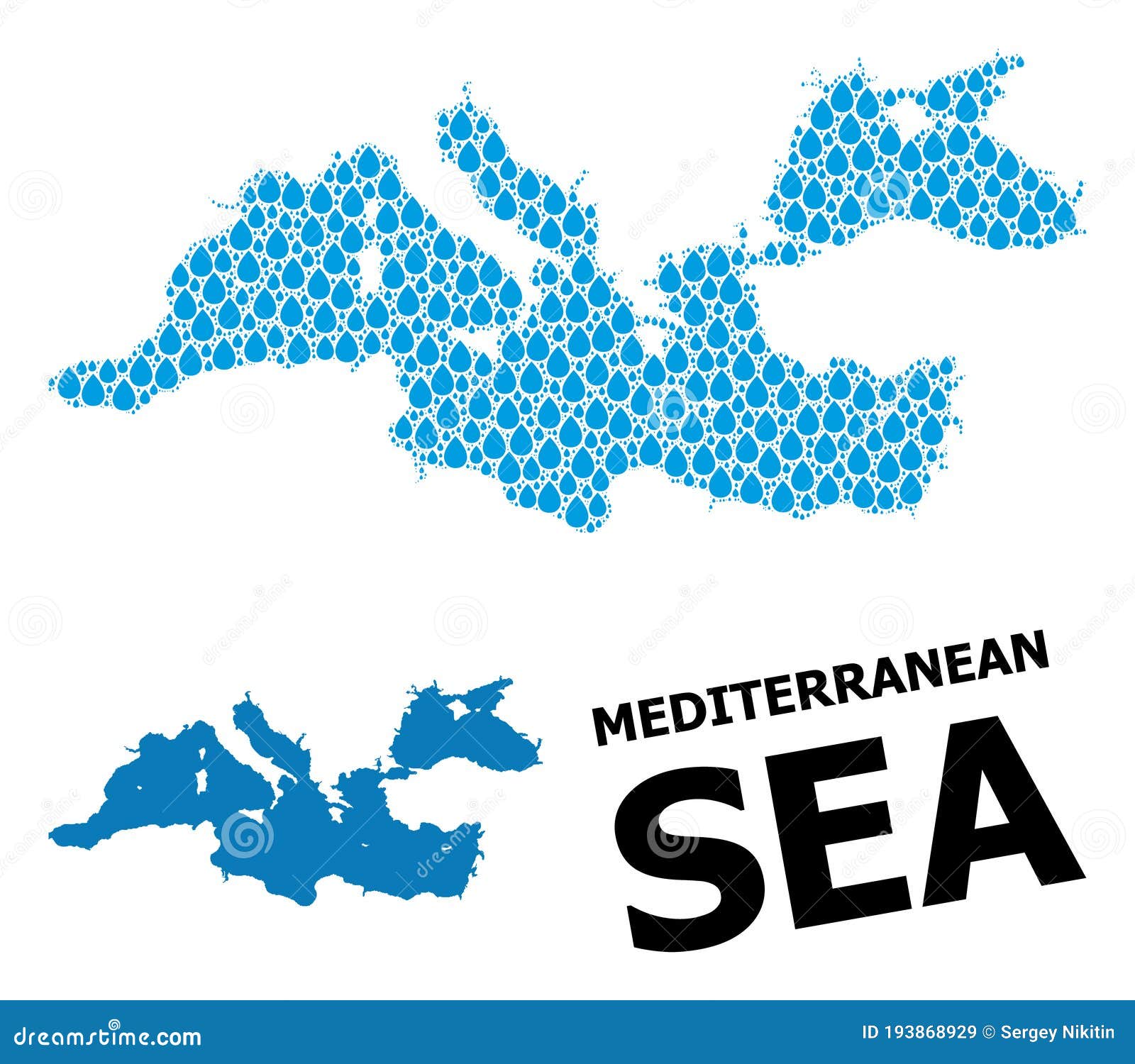 Vector Collage Map of Mediterranean Sea of Liquid Tears and Solid Map ...