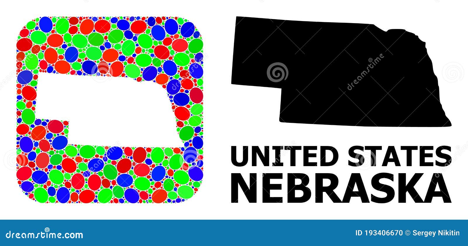 Mosaic Hole and Solid Map of Nebraska State Stock Vector - Illustration ...