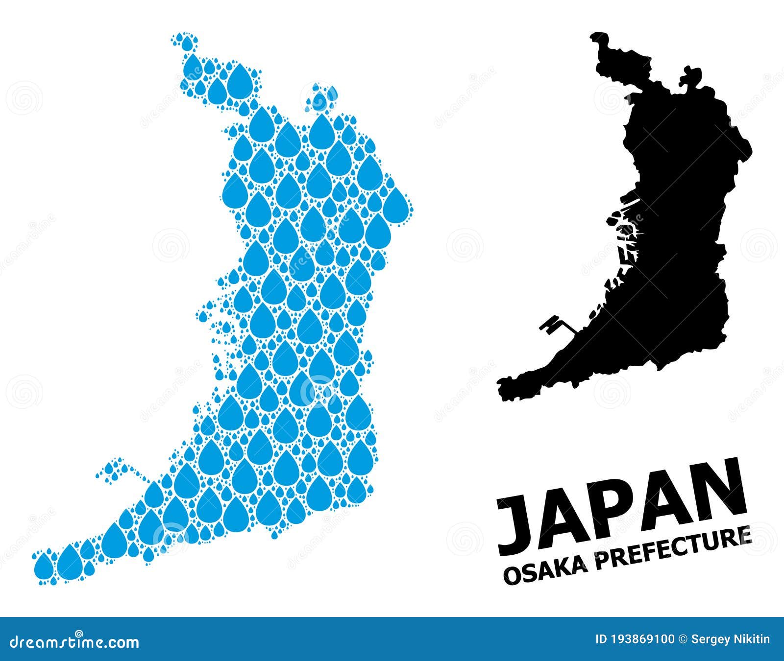 Vector Collage Map of Osaka Prefecture of Liquid Drops and Solid Map ...