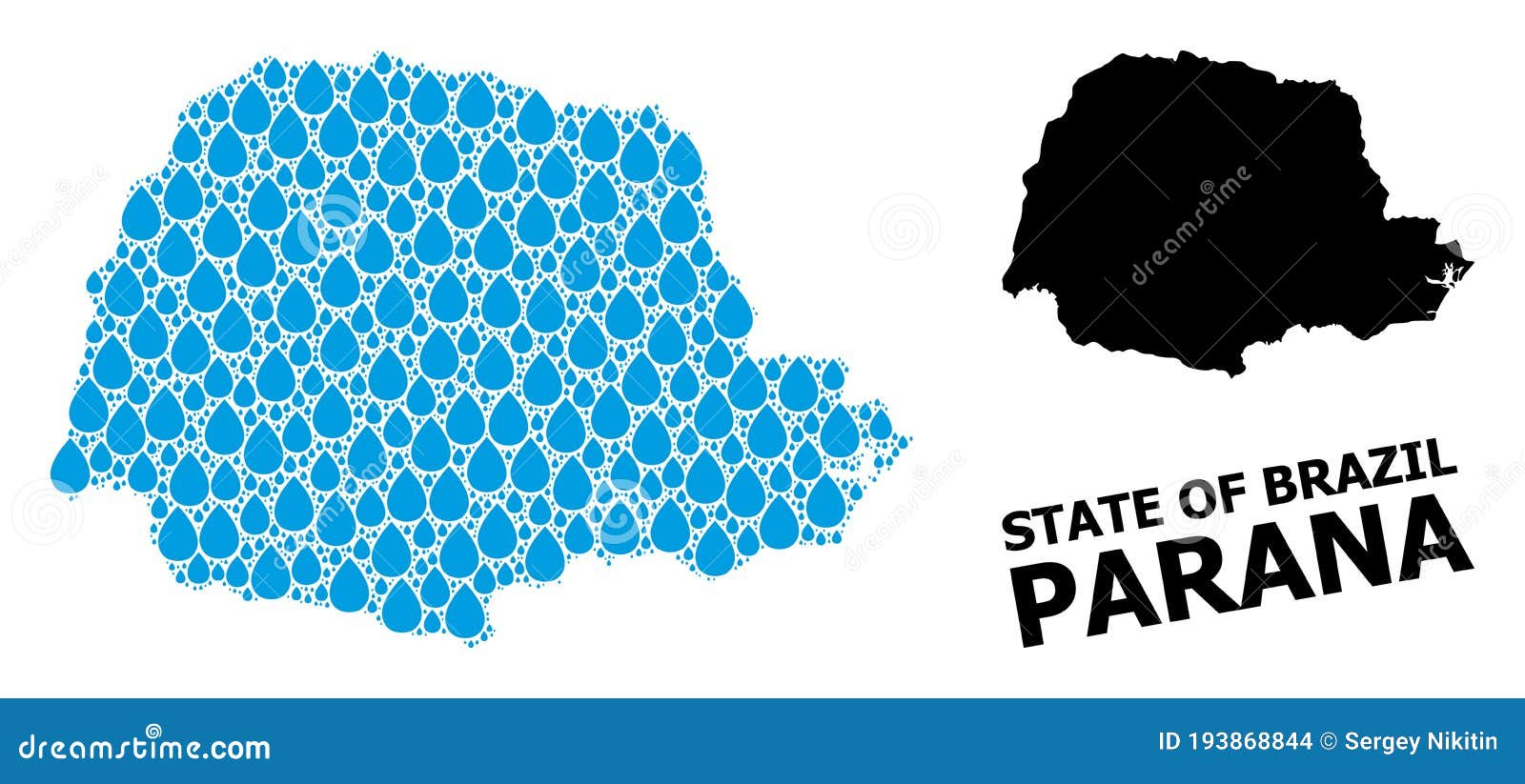 Vector Collage Map of Parana State of Water Dews and Solid Map Stock ...