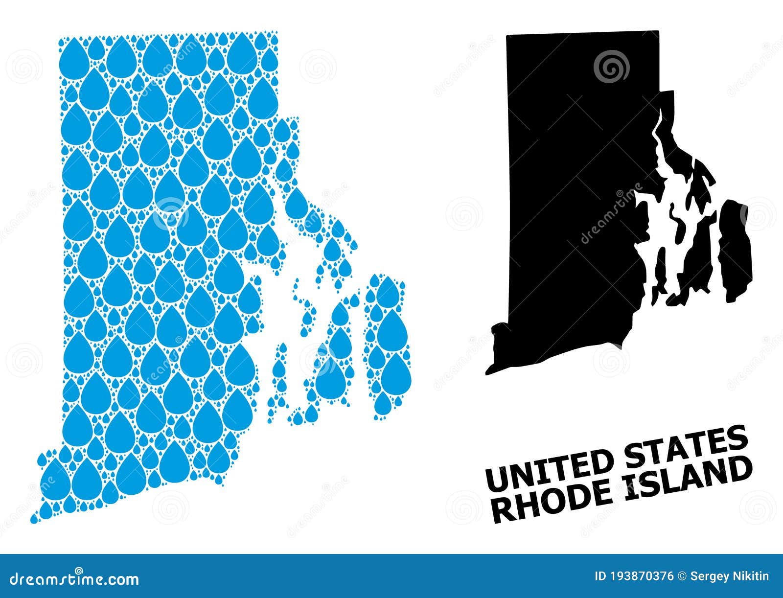 Vector Collage Map of Rhode Island State of Water Tears and Solid Map ...