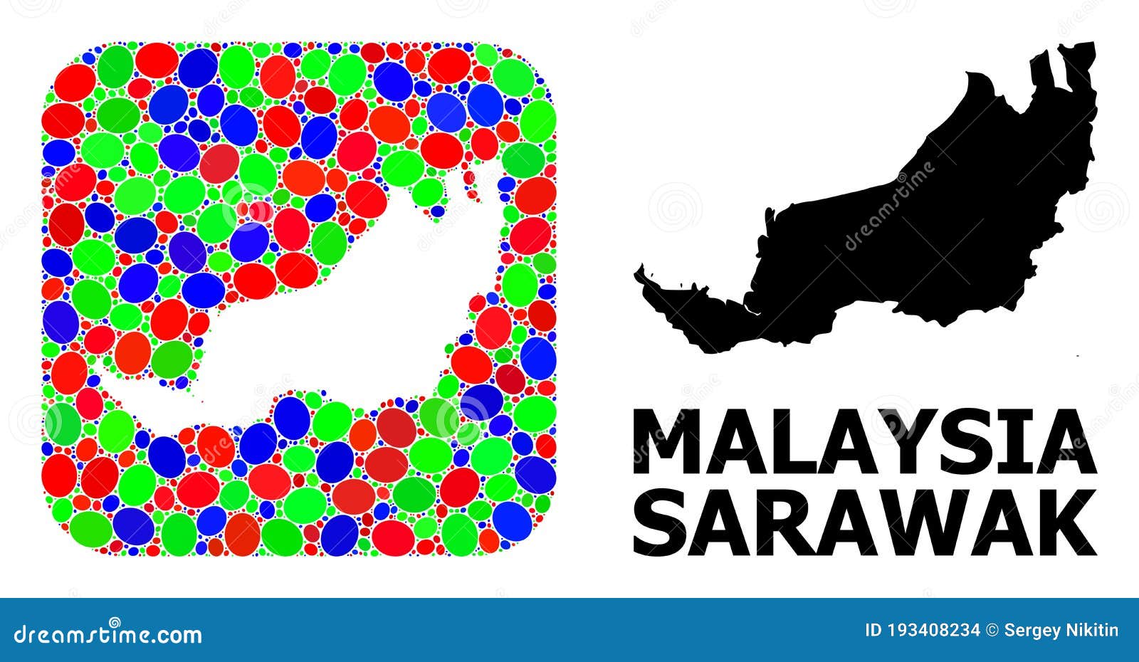 Mosaic Stencil and Solid Map of Sarawak Stock Vector - Illustration of ...