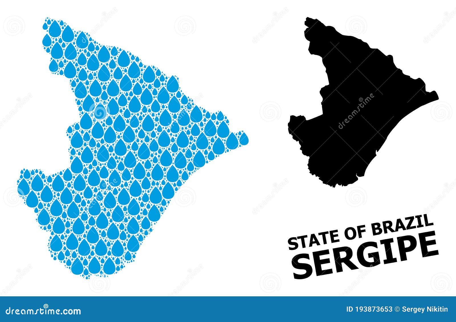 Vector Collage Map of Sergipe State of Water Dews and Solid Map Stock ...