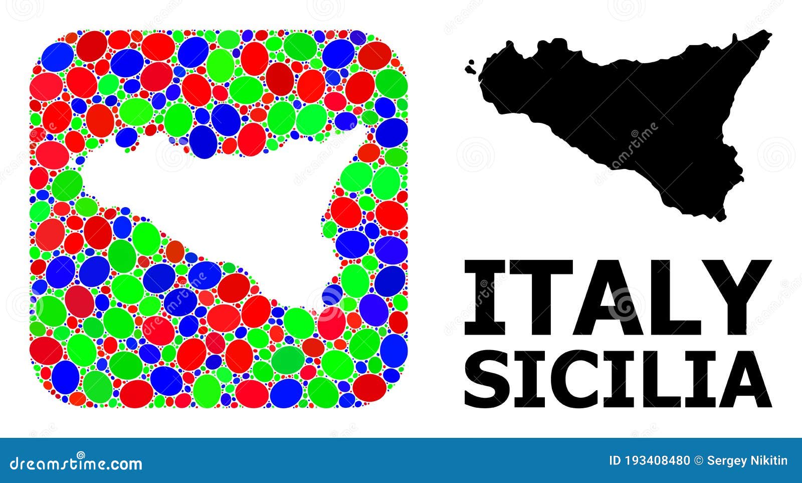 Mosaic Stencil and Solid Map of Sicilia Island Stock Vector ...