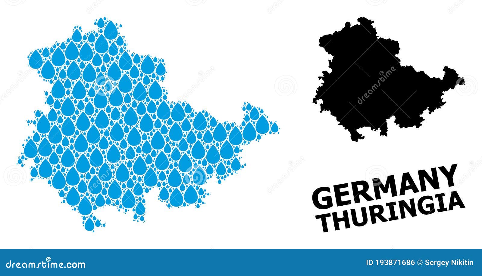 Vector Mosaic Map of Thuringia State of Water Drops and Solid Map Stock Vector - Illustration of ...