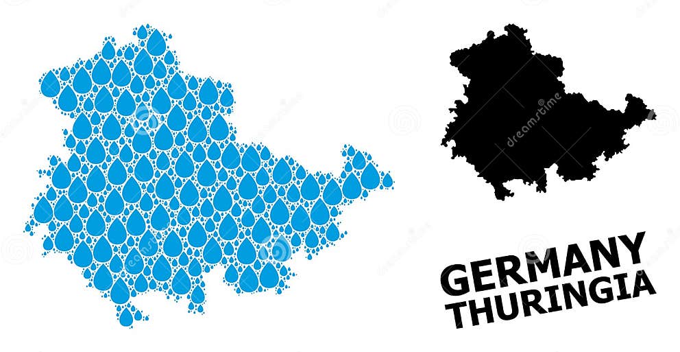 Vector Mosaic Map of Thuringia State of Water Drops and Solid Map Stock ...