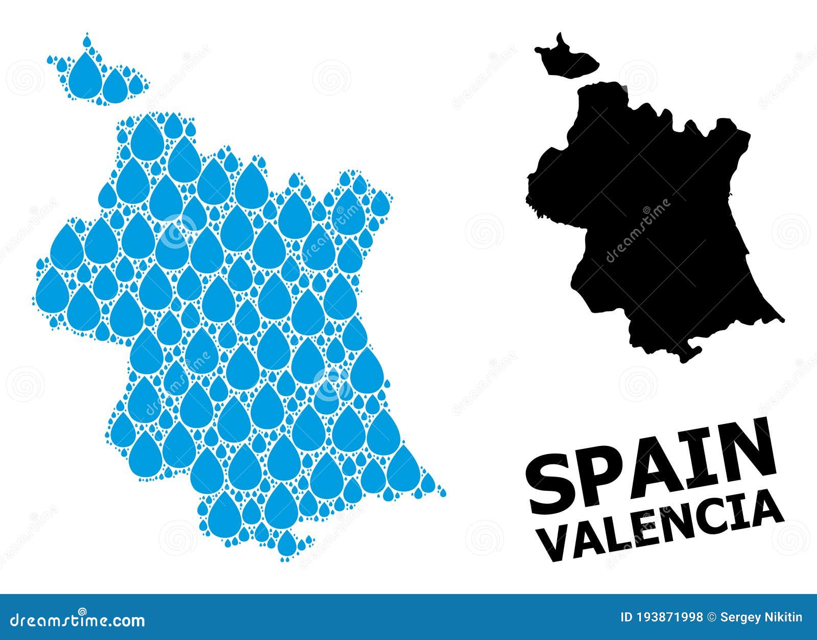 Vector Mosaic Map of Valencia Province of Liquid Dews and Solid Map ...