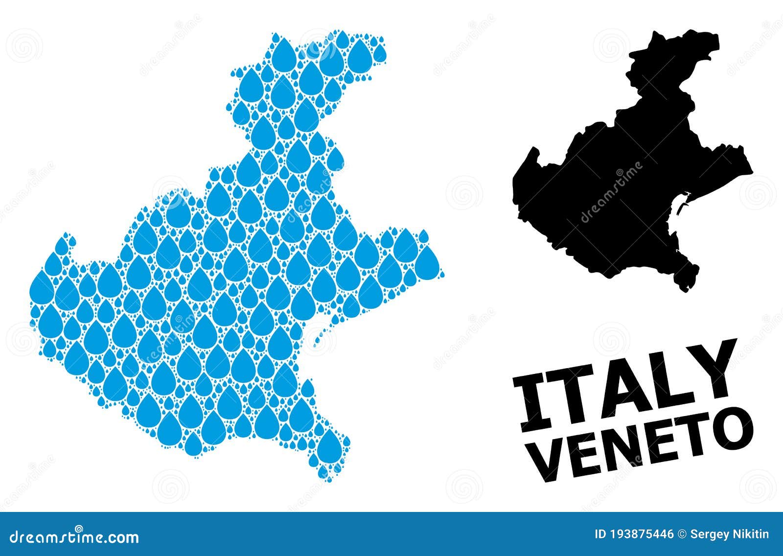Vector Mosaic Map of Veneto Region of Water Drops and Solid Map Stock ...
