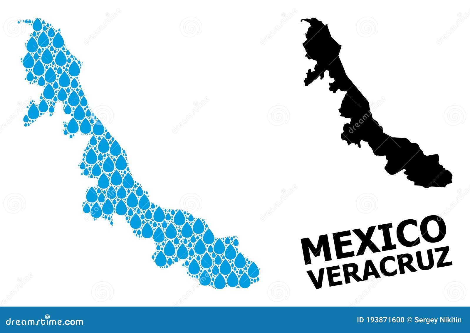 Vector Mosaic Map of Veracruz State of Water Drops and Solid Map Stock ...