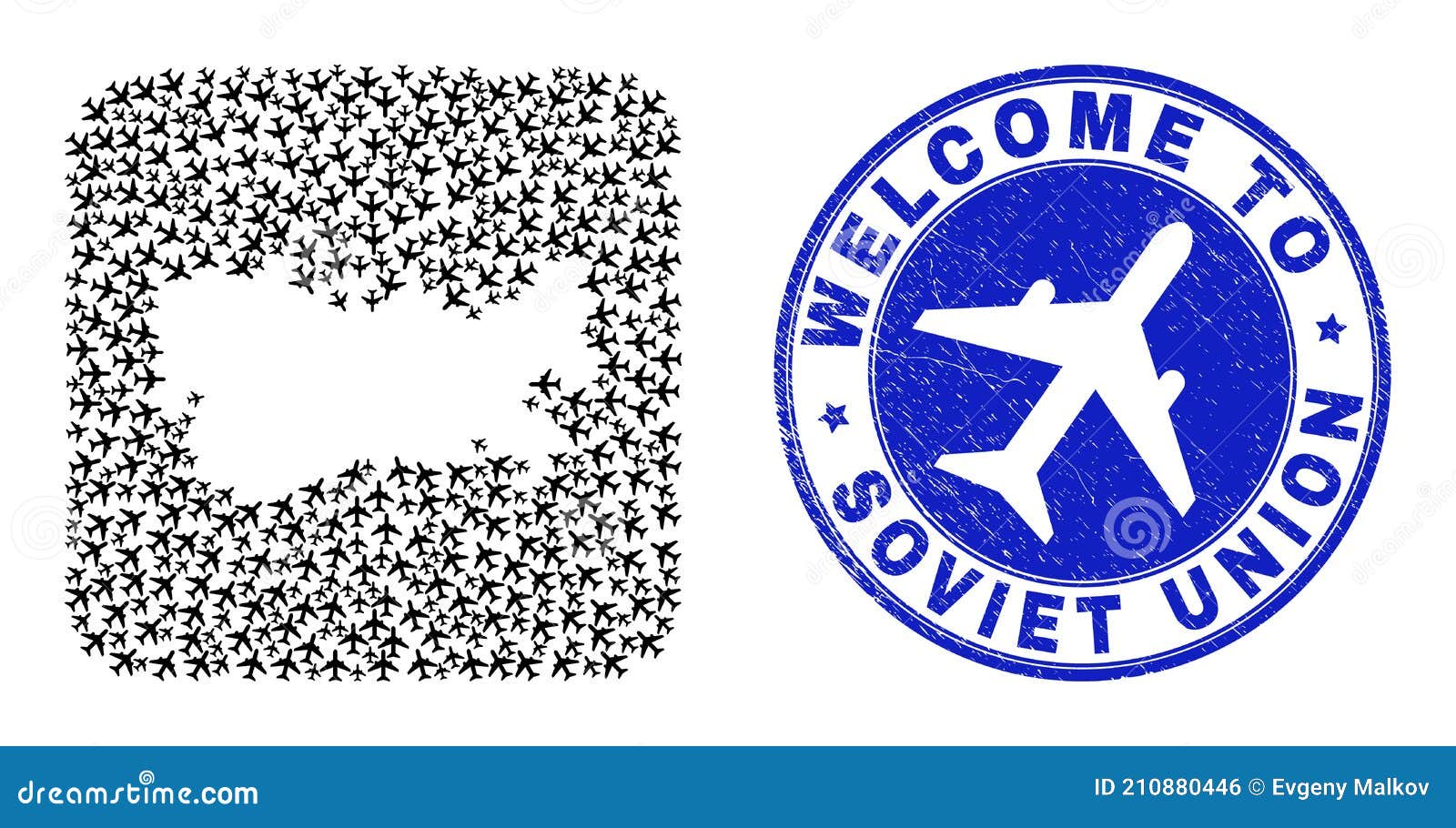 Welcome Grunge Stamp Seal and Soviet Union Map Airplane Hole Mosaic ...