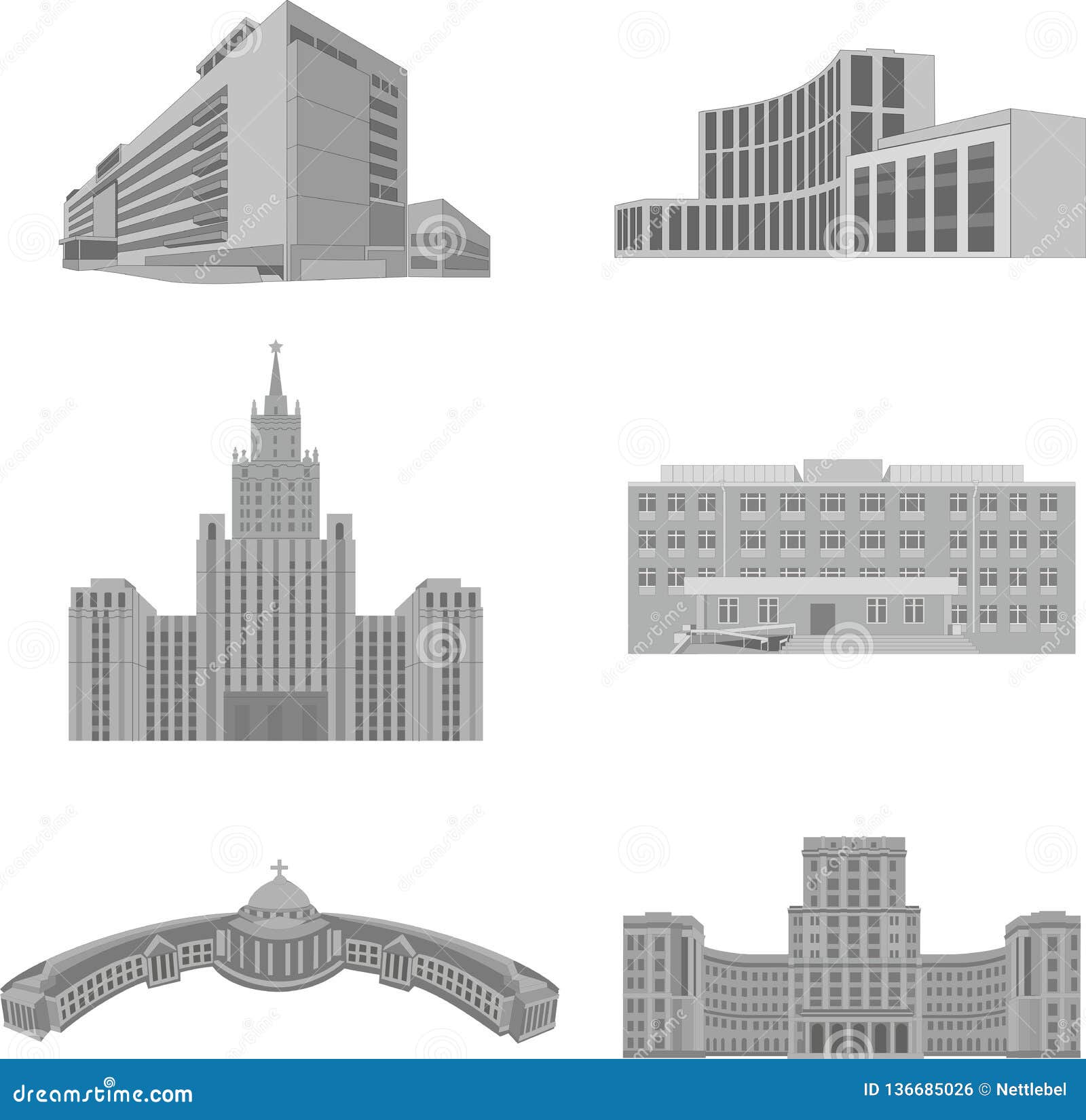 Vector Moscow Landmarks And Buildings | CartoonDealer.com #136685026