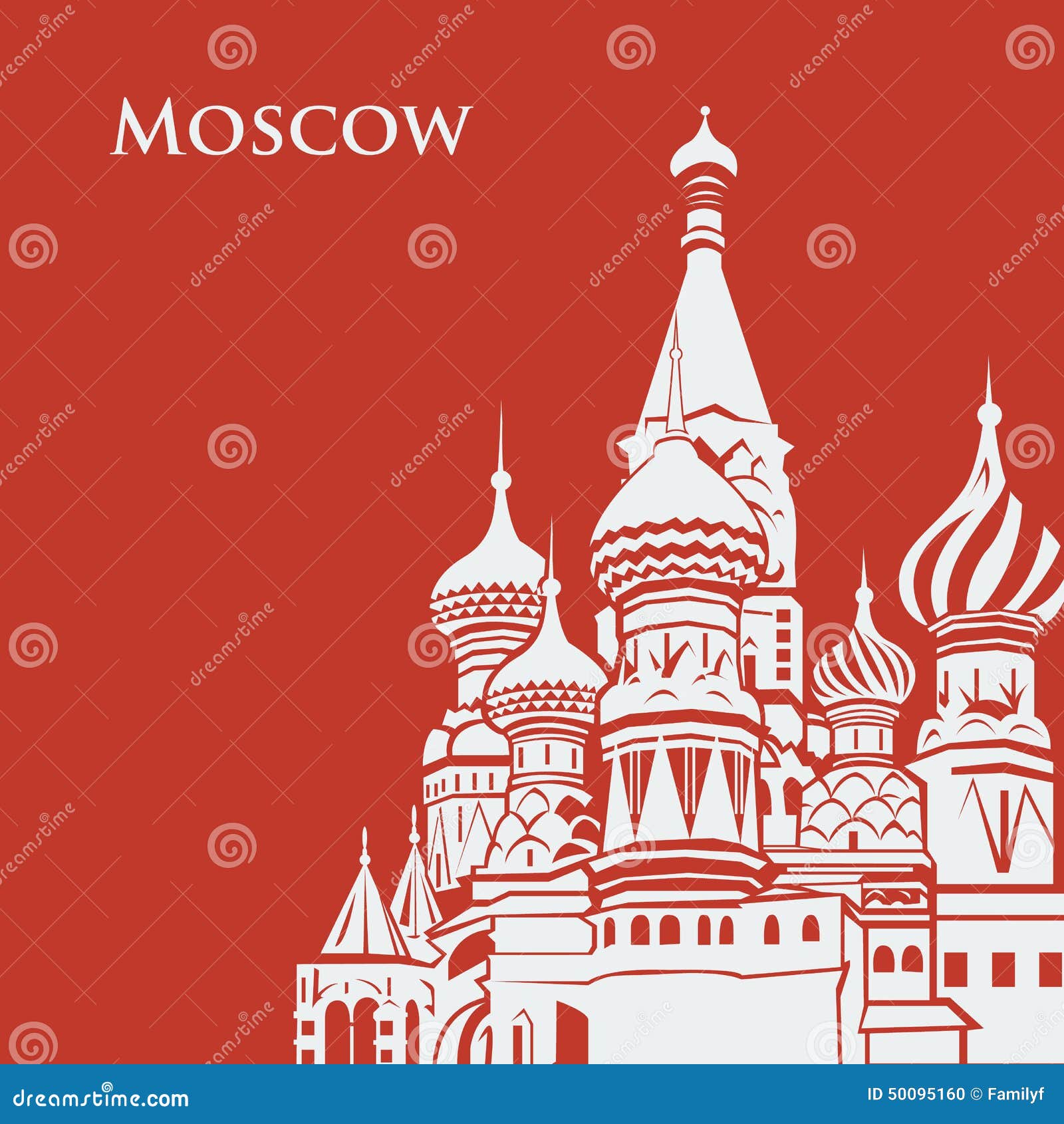 Vector Moscow Illustration. Traditional Russian Golden Symbols On A Red ...