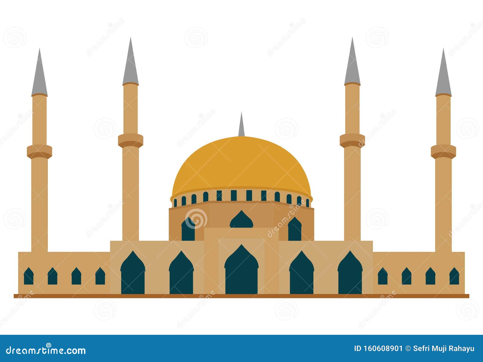 Vector of Mosque Flat Design Stock Illustration - Illustration of hari ...