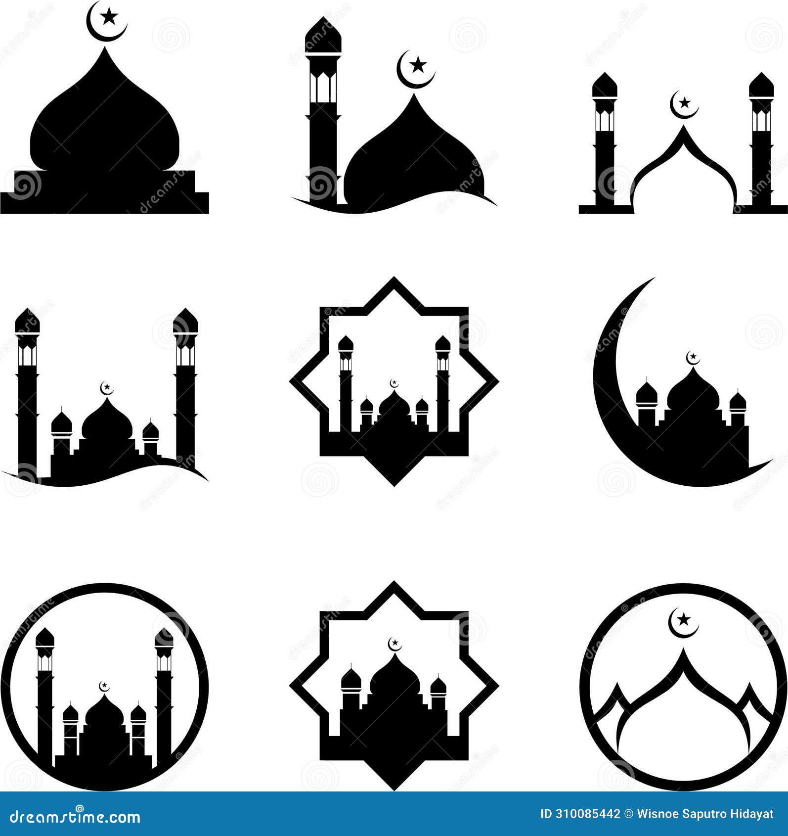 Vector Mosque Vector Icons Simple Illustration Set Of 9 Mosque Elements ...