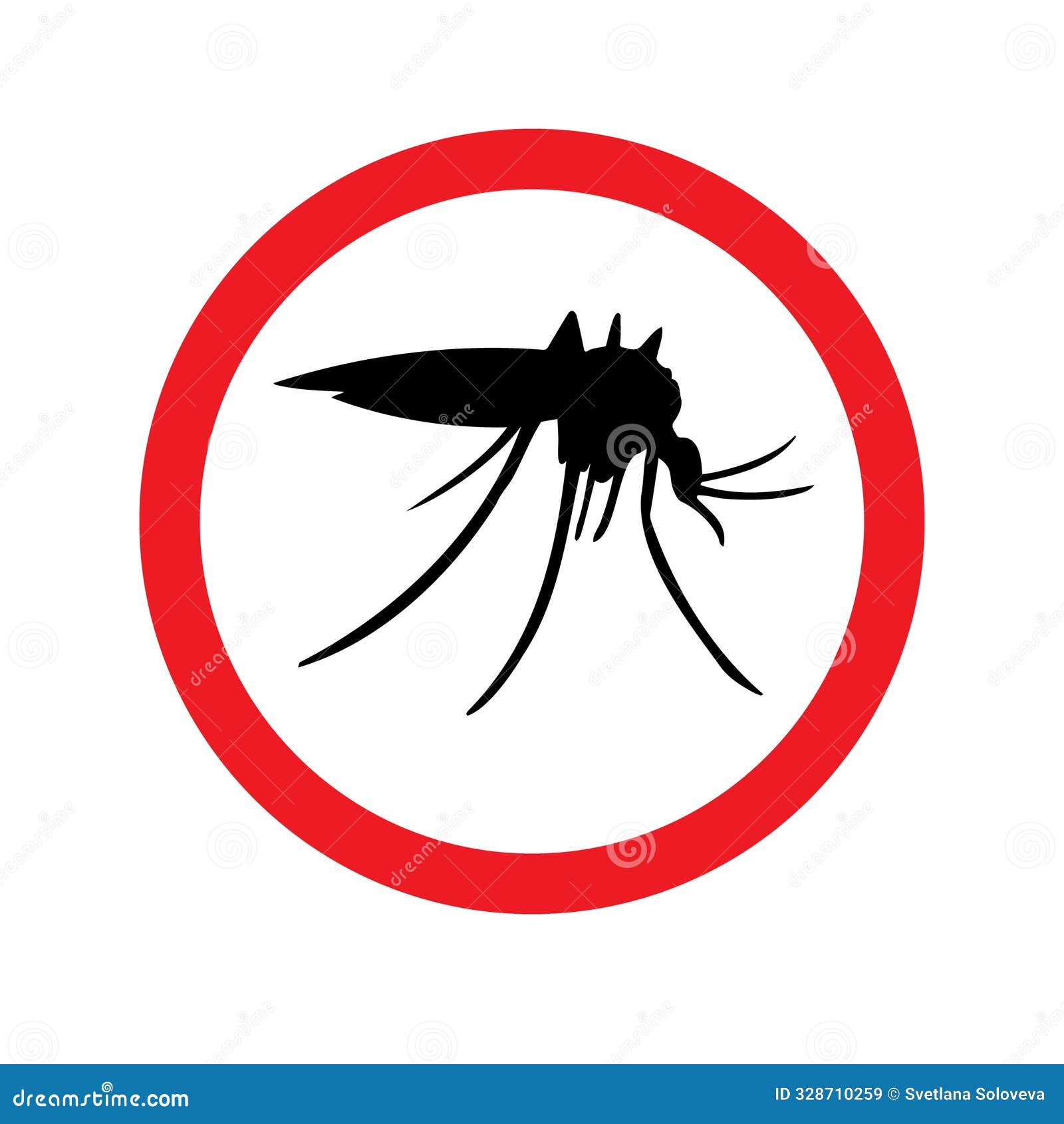 Vector Mosquito Silhouette In Red Circle | CartoonDealer.com #328710259