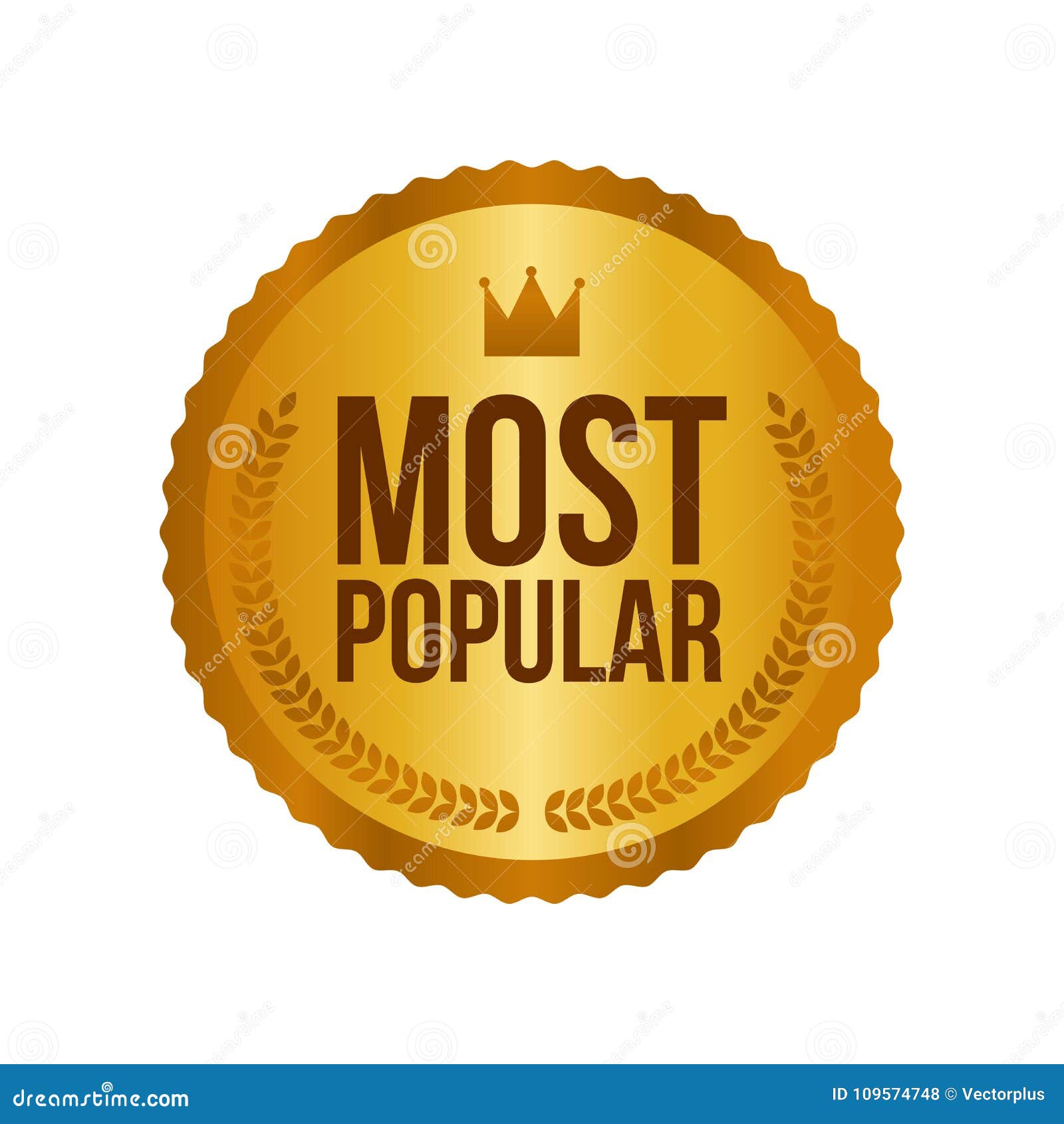 Vector Most Popular Gold Sign, Round Label Stock Illustration ...