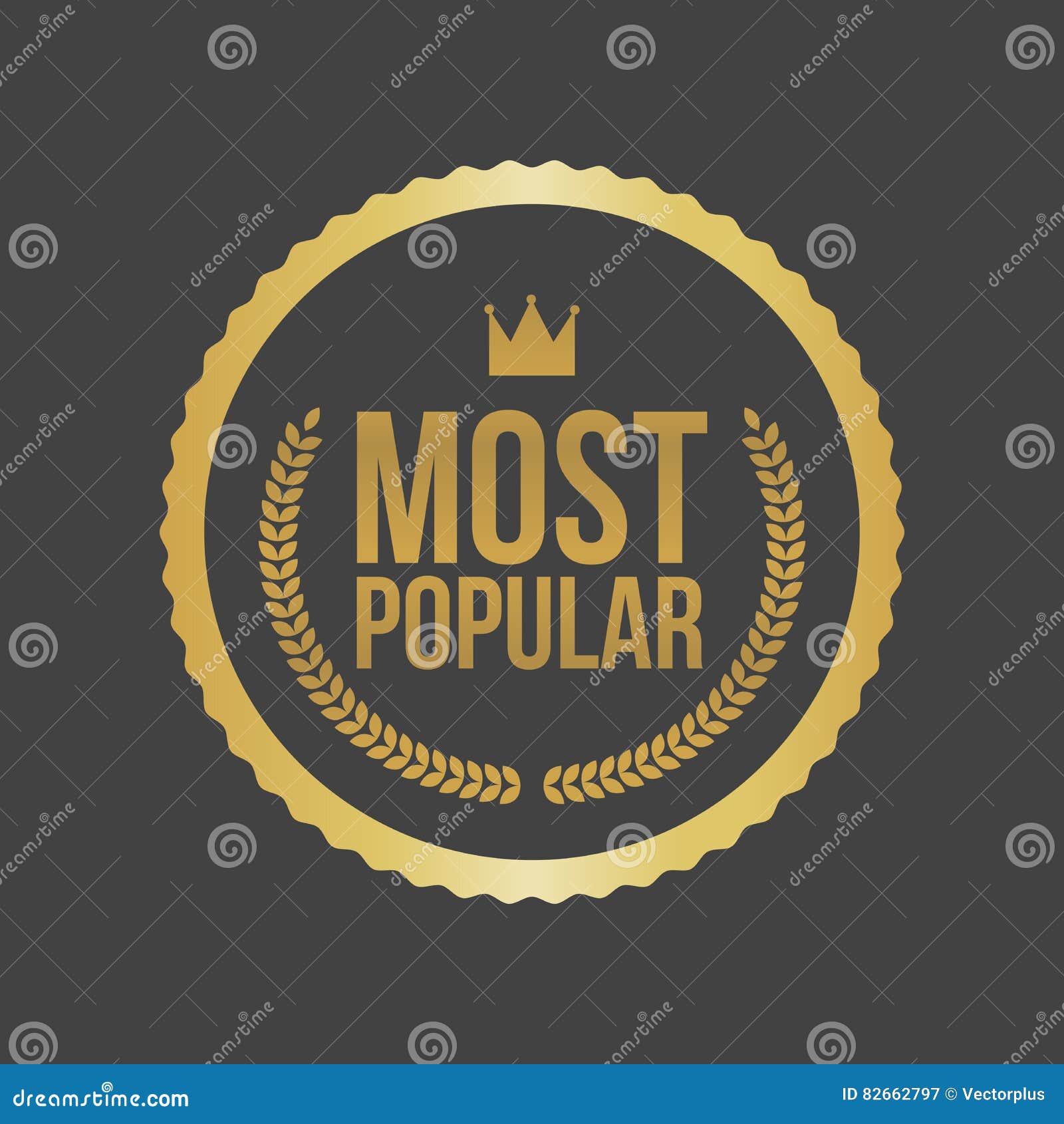 Vector Most Popular Gold Sign, Round Label Stock Illustration ...