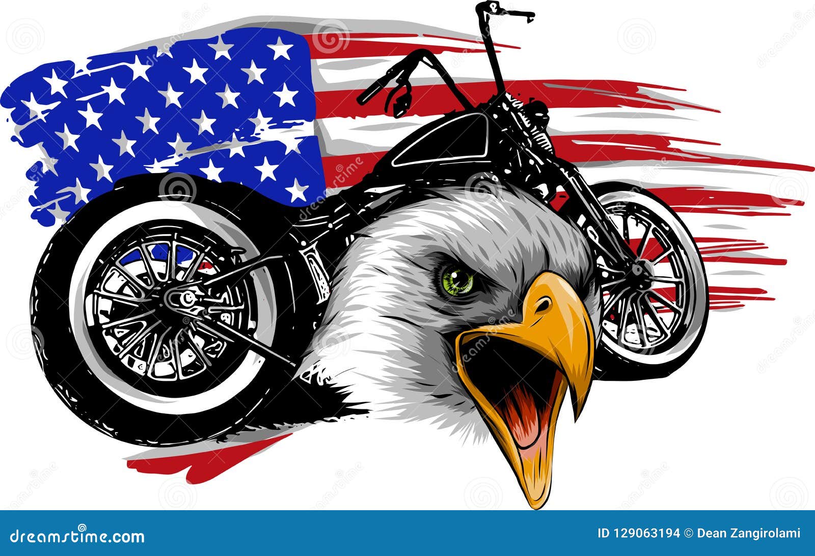 American Motorcycle Grunge Poster With Fire - Card Design Stock Image ...